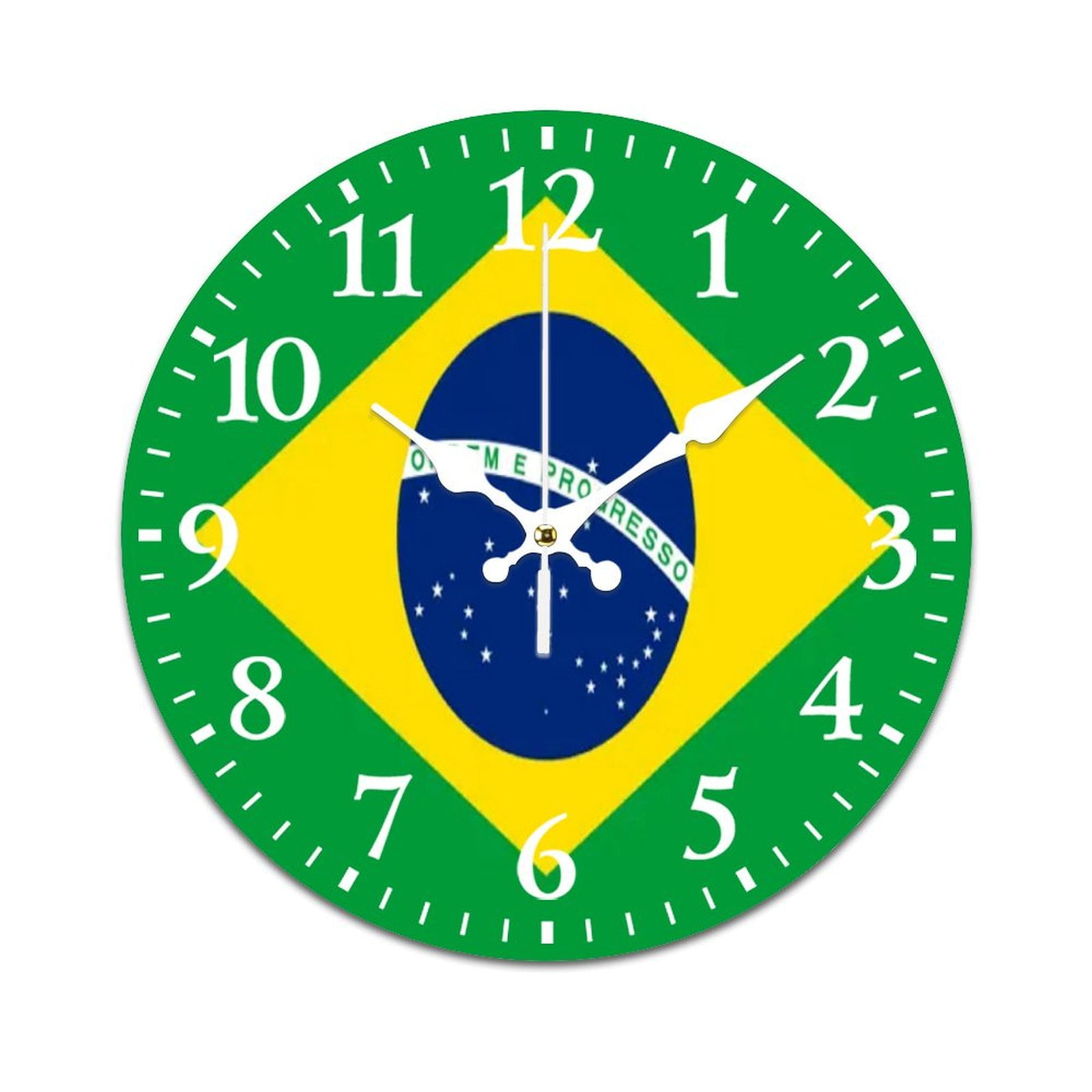 Brazilian Flag Wall Clock Modern Design Clocks Wall Hanging Home Office ...