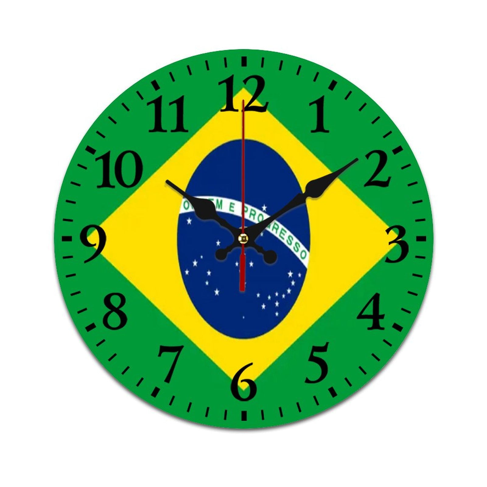 Brazilian Flag Wall Clock Modern Design Clocks Wall Hanging Home Office ...