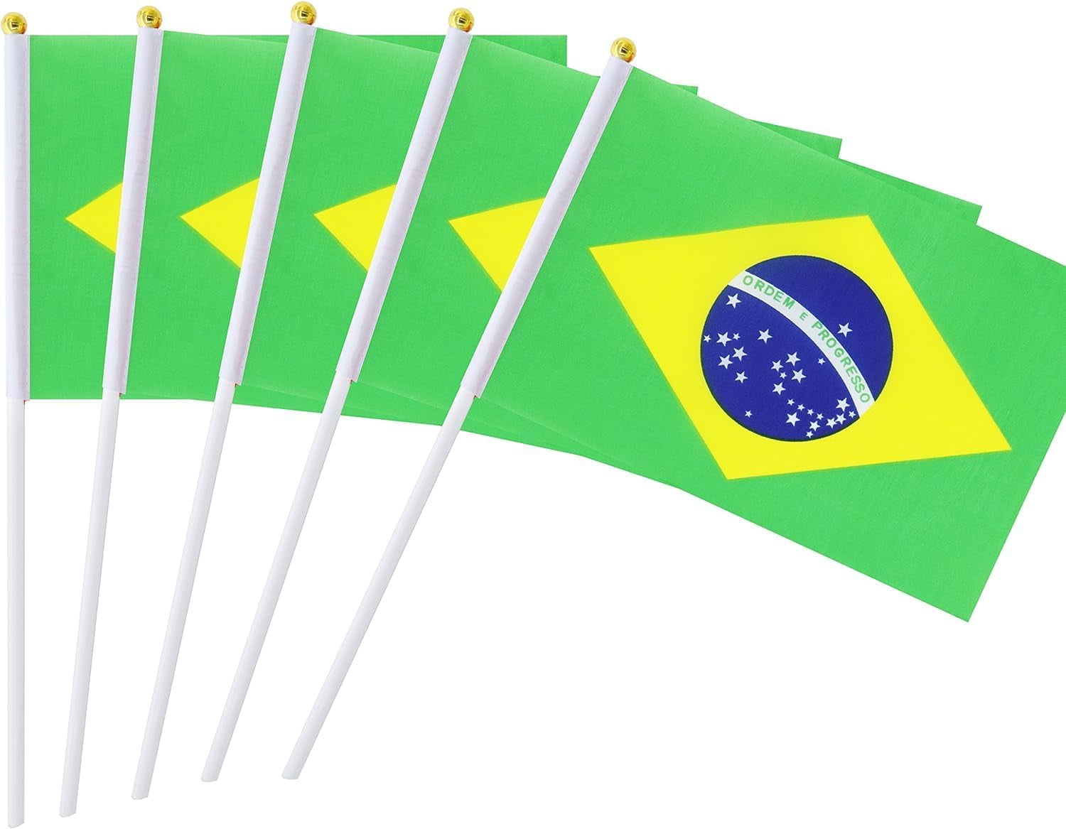 Brazilian Flags 20 Pack, Small Handheld Flags of Brazil on Stick ...