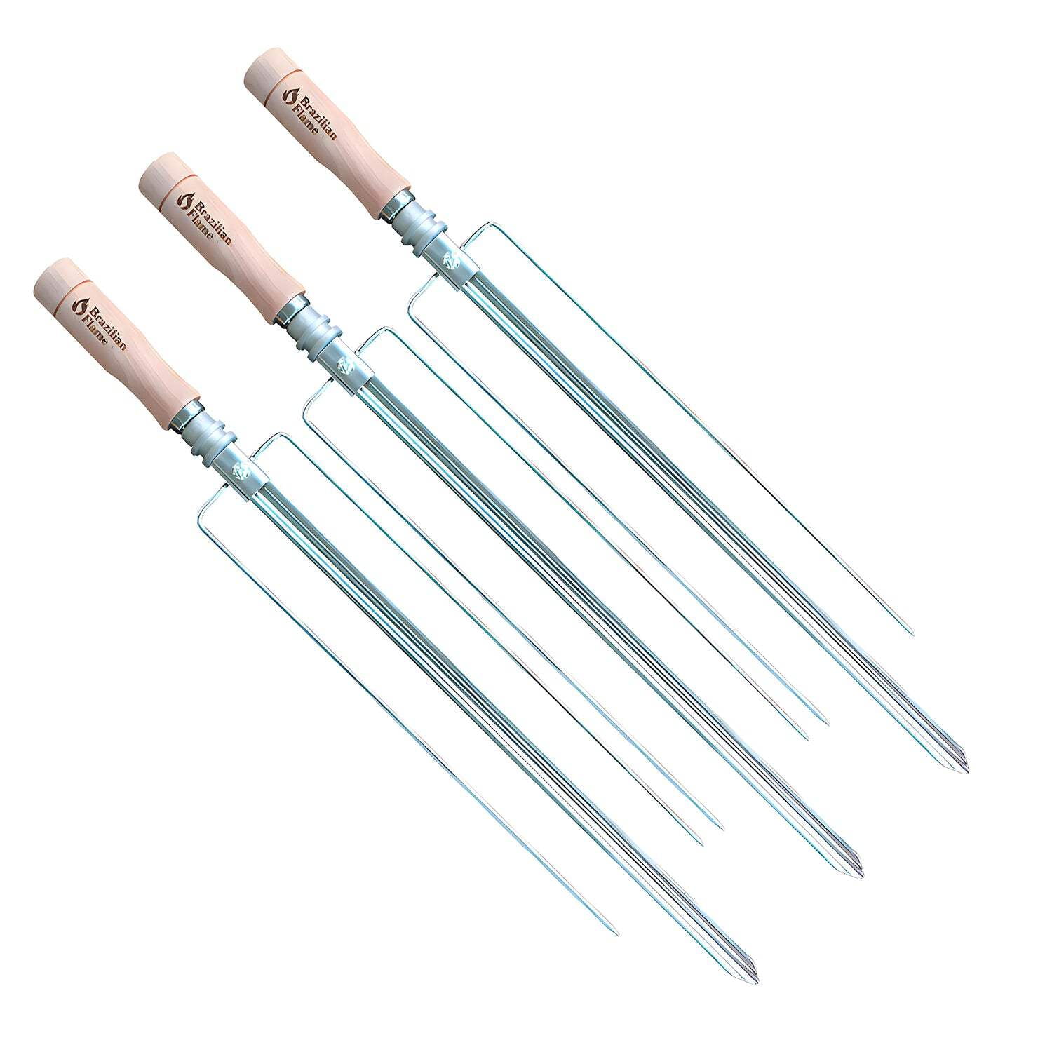 Brazilian Flame 3 Triple Skewers for Gas Rotisserie Grill, Perfect for ...