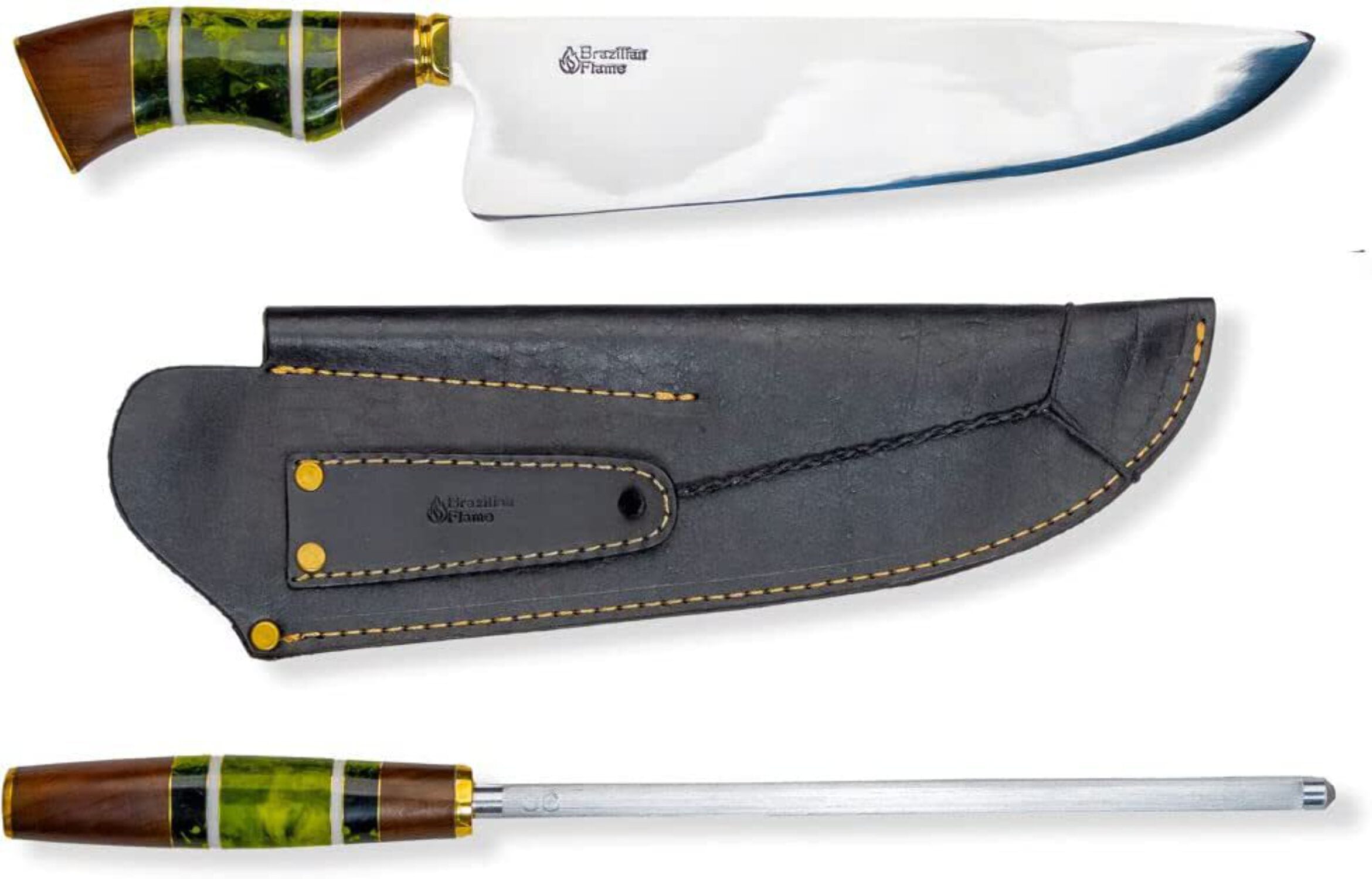 Brazilian Flame Chef's Knife - Picanha Set with Sharpener - Walmart.com
