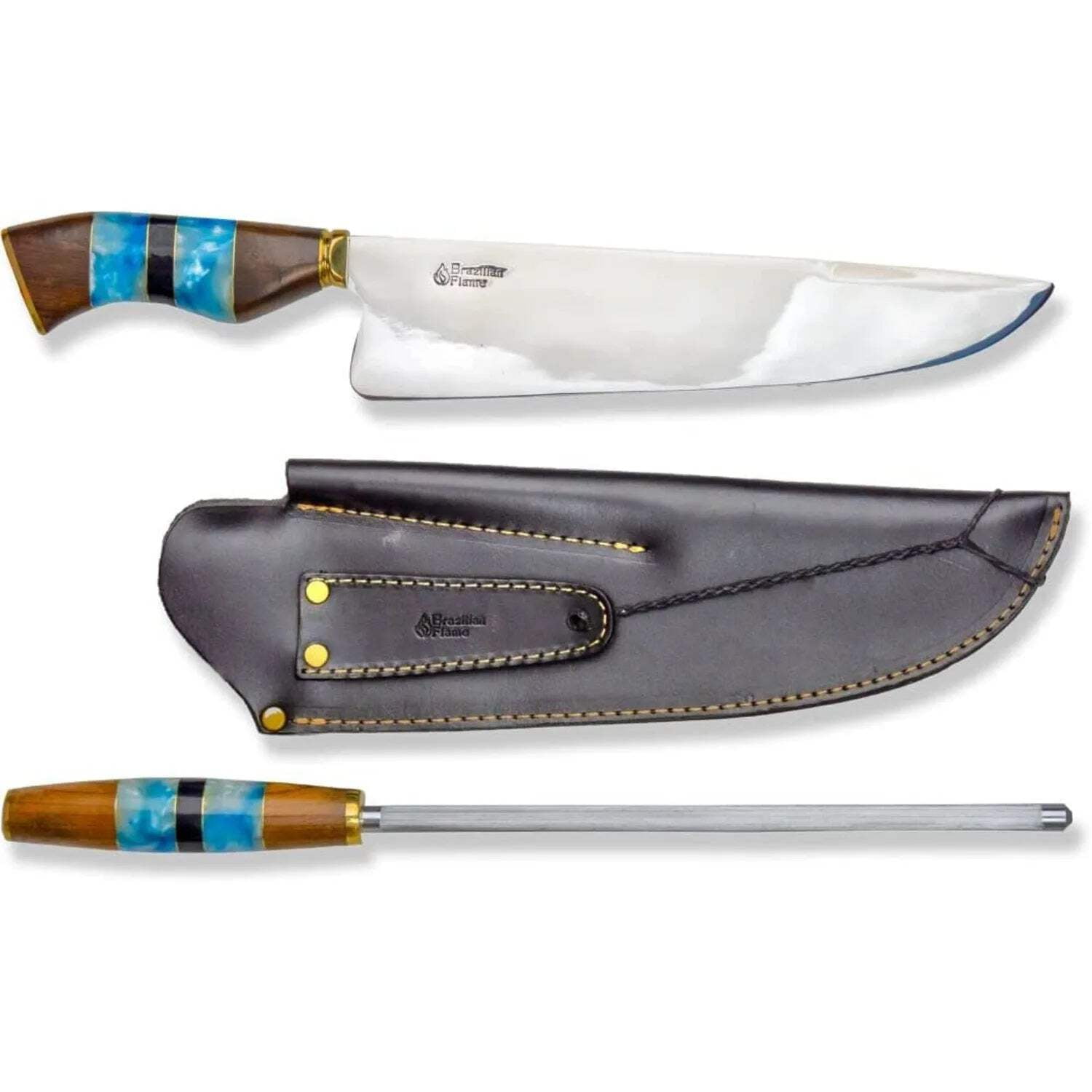 Brazilian Flame Chef's Knife - Picanha Set with Sharpener - Walmart.com
