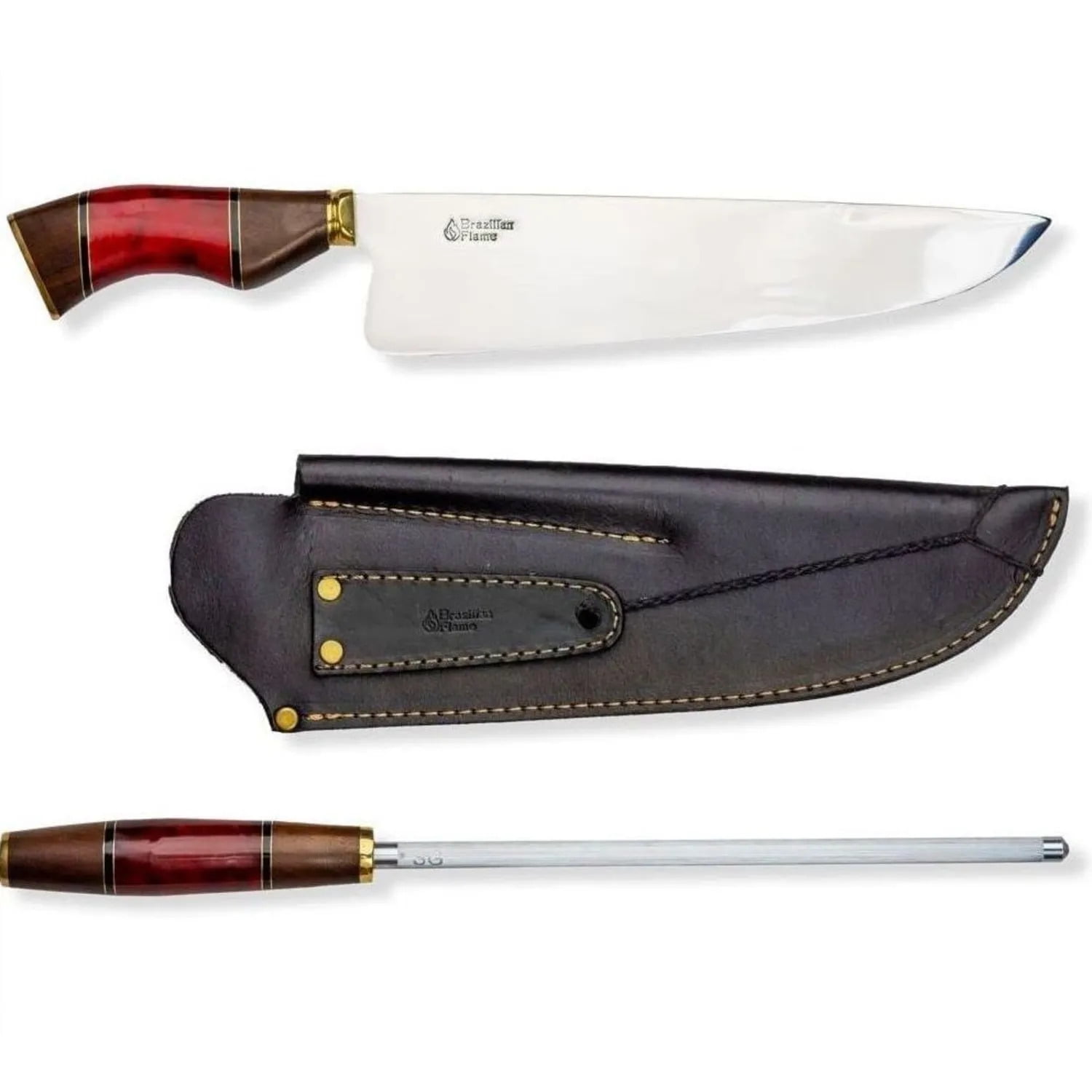 Brazilian Flame Chef's Knife - Picanha Set with Sharpener - Walmart.com