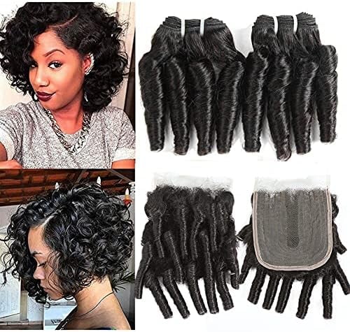 Brazilian Funmi Hair with 4x2 T Lace Closure Curly Weave 2 with closure ...