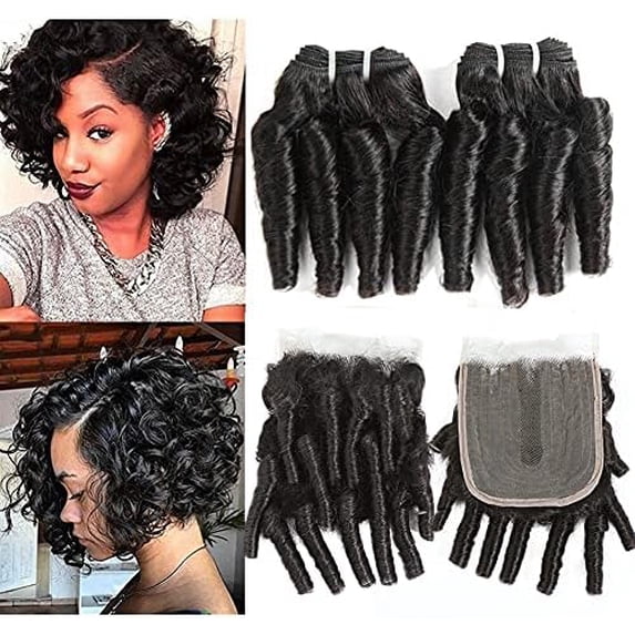 Brazilian Funmi Hair with 4x2 T Lace Closure Curly Weave 2 with closure ...