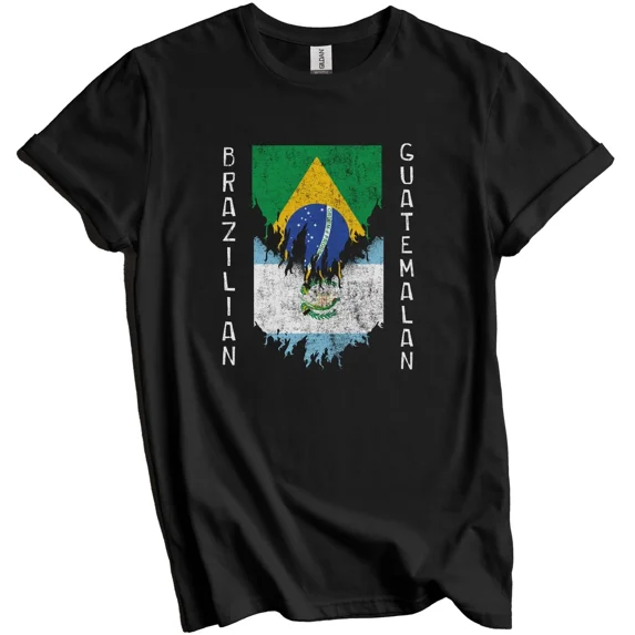 Brazilian Guatemalan Flags Ripped Torn Brazil Guatemala T-Shirt Gift ...