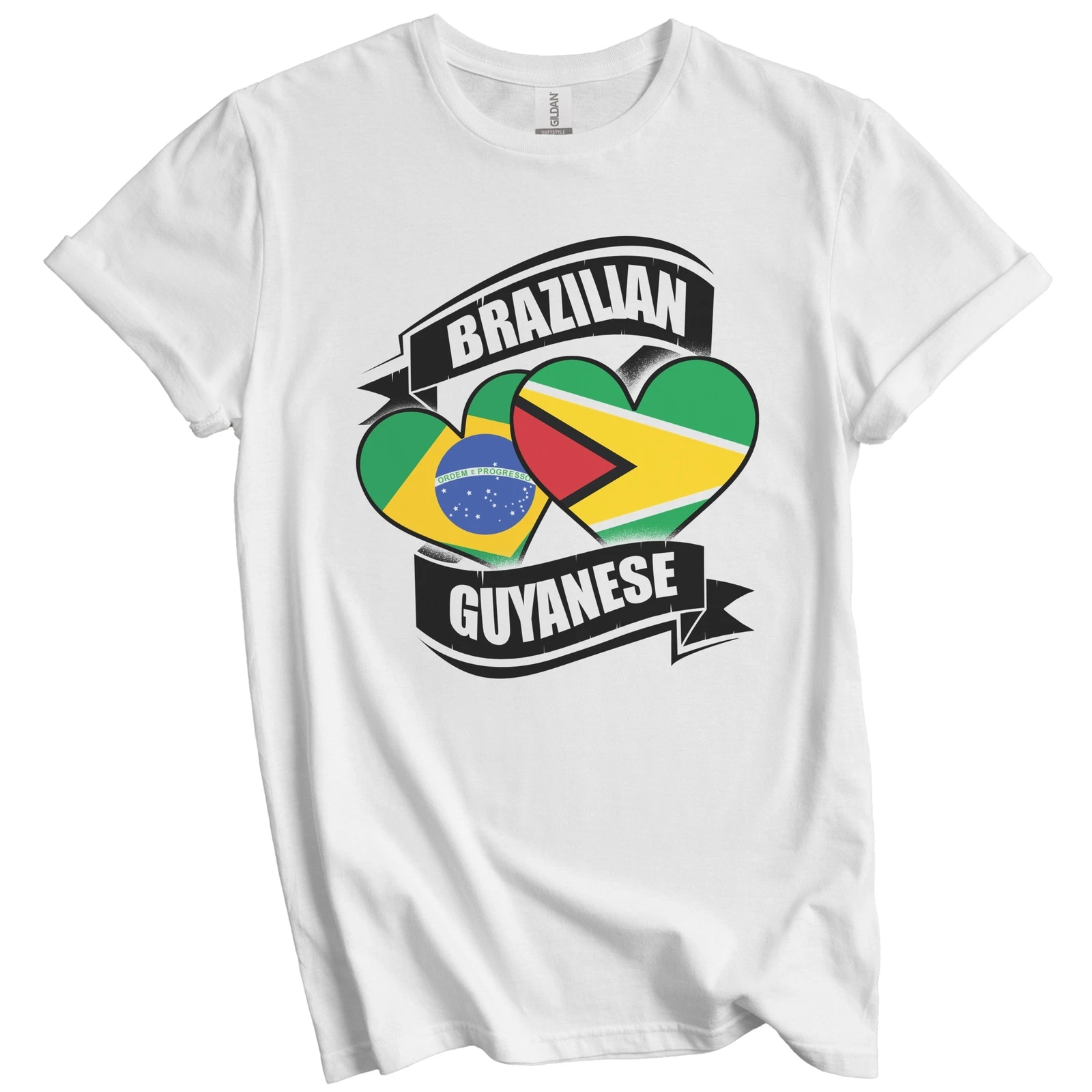 Brazilian Guyanese Hearts Brazil Guyana Flags T-Shirt - Walmart.com