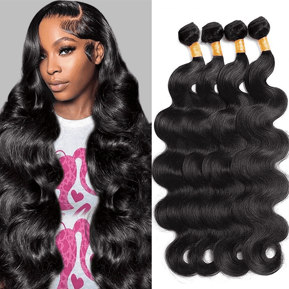 Brazilian Human Hair 4 Bundles 22 24 26 28 Inch Body Wave 12A 100% ...