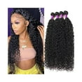 Brazilian Human Hair Weave 1 3 4 Bundles Natural Color Kinky Curly Remy ...
