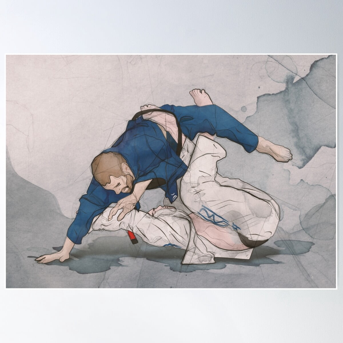 Brazilian Jiu Jistu - 'X Guard' Poster Wall Art, Modern Wall Decor For ...