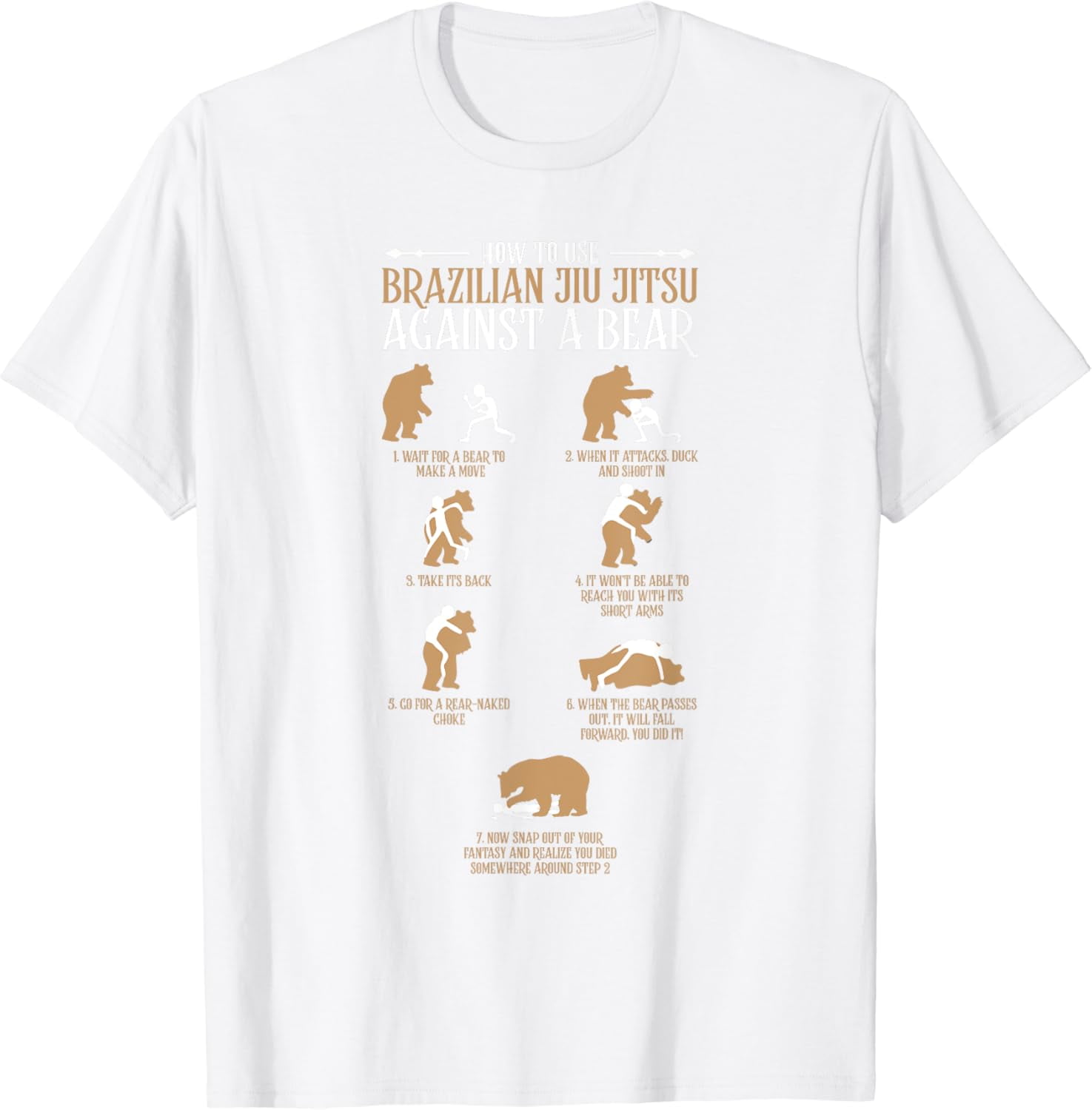 Brazilian Jiu-Jitsu Against a Bear Shirt Funny MMA Gift Tee T-Shirt ...
