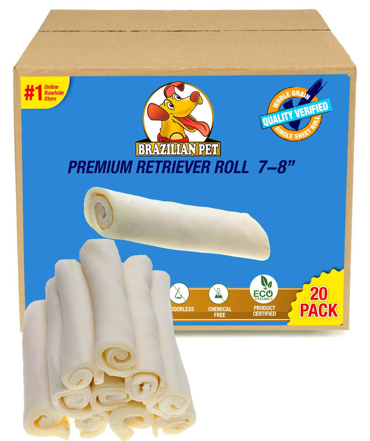 Brazilian Pet Premium Extra DPF11 Thick Retriever Rolls 7-8 Inches (20 ...
