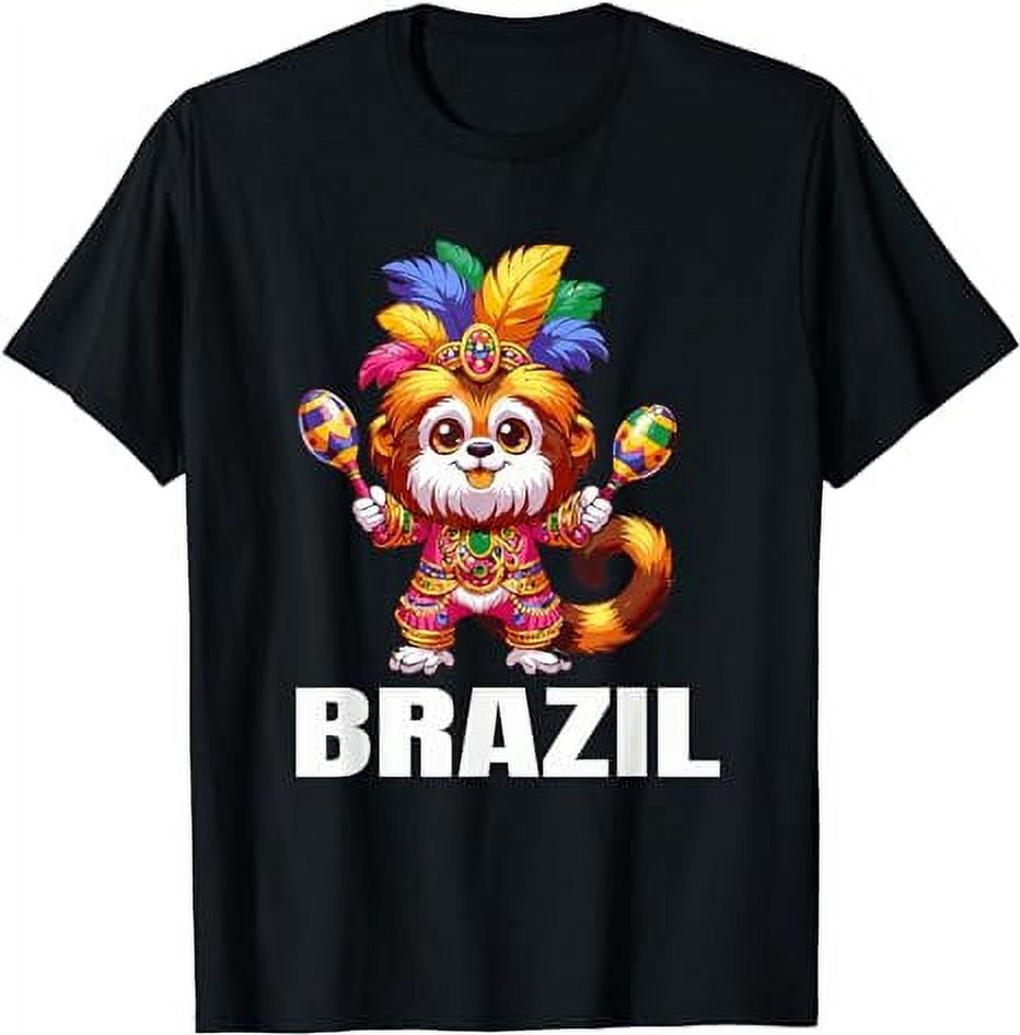 Brazilian Pride Lion Tamarin Carnaval Celebration T-Shirt - Walmart.com