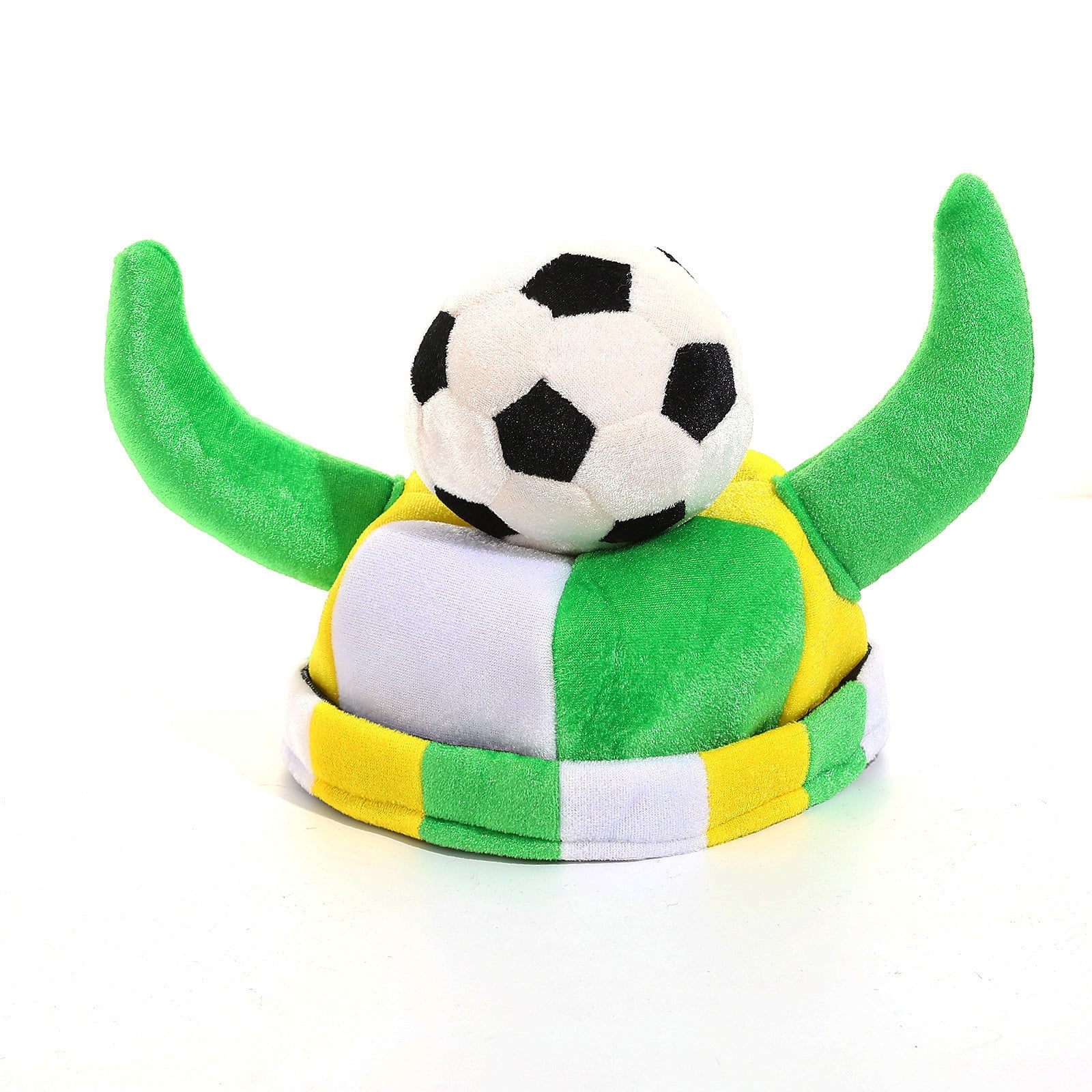 Brazilian Soccer Fan Hat, 8.66×8.26in Plush Viking Hat with 3D Soccer ...