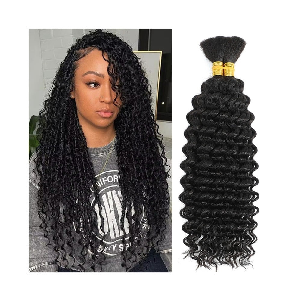 Brazilian Virgin Hair Natural Black 100g No Weft Deep Wave Bulk Hair ...