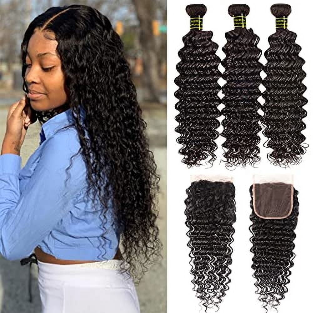 Brazilian Virgin Human Hair Bundles Water Wave Bundles with Lace ...