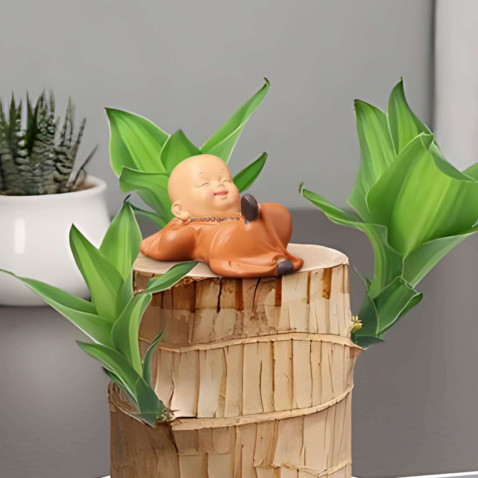 Brazilian Wood Plant Zen Monk Doll Decor, Mini Brazil Wood Plant Potted ...