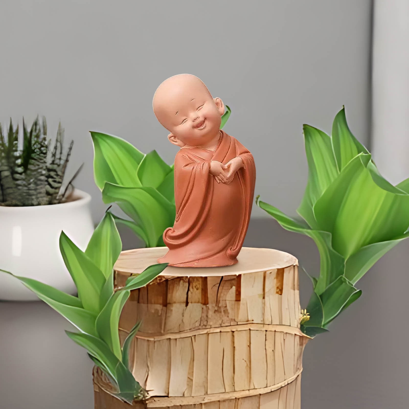 Brazilian Wood Plant Zen Monk Doll Decor, Mini Brazil Wood Plant Potted ...