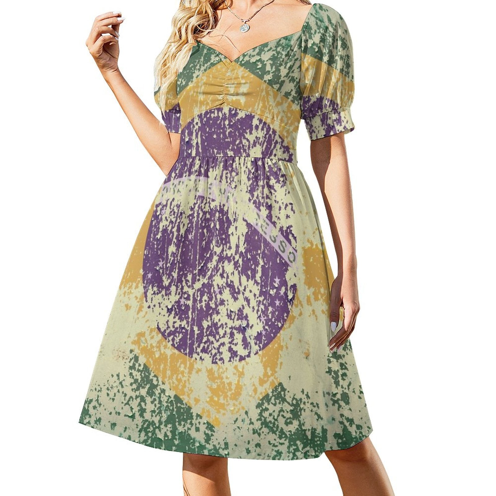 Brazilian flag old and rusty texture Sleeveless Dress prom dresses 2024 ...