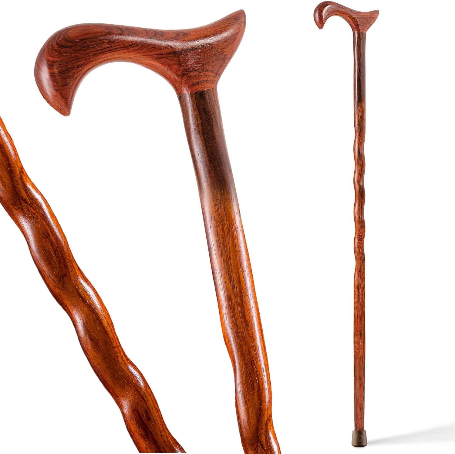Brazos Handcrafted Wood Walking Cane, Twisted Cocobolo, Derby Style ...