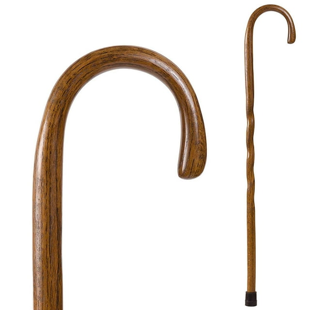 Brazos Handcrafted Wood Walking Cane, Twisted Oak, Crook Style Handle ...