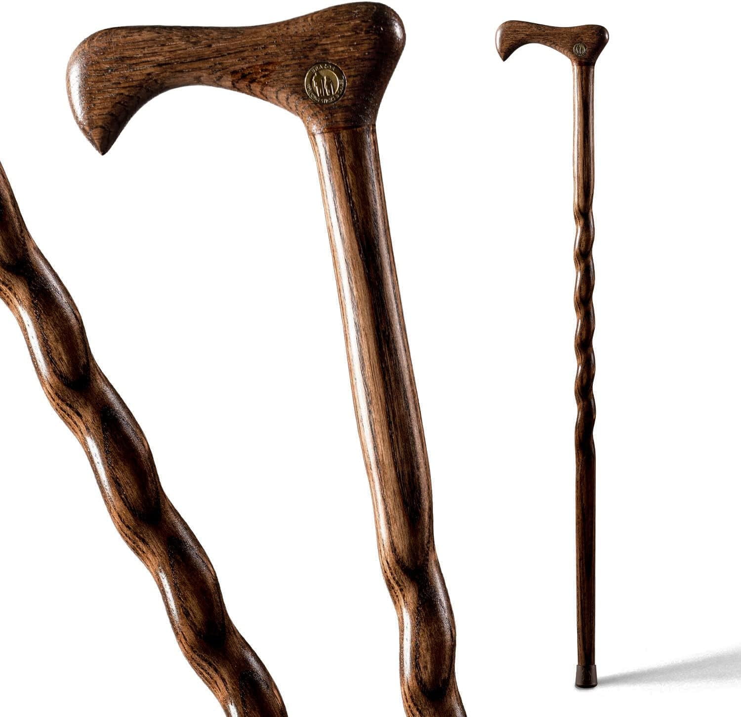 Brazos Handcrafted Wood Walking Cane, Twisted Oak, Traditional Style ...
