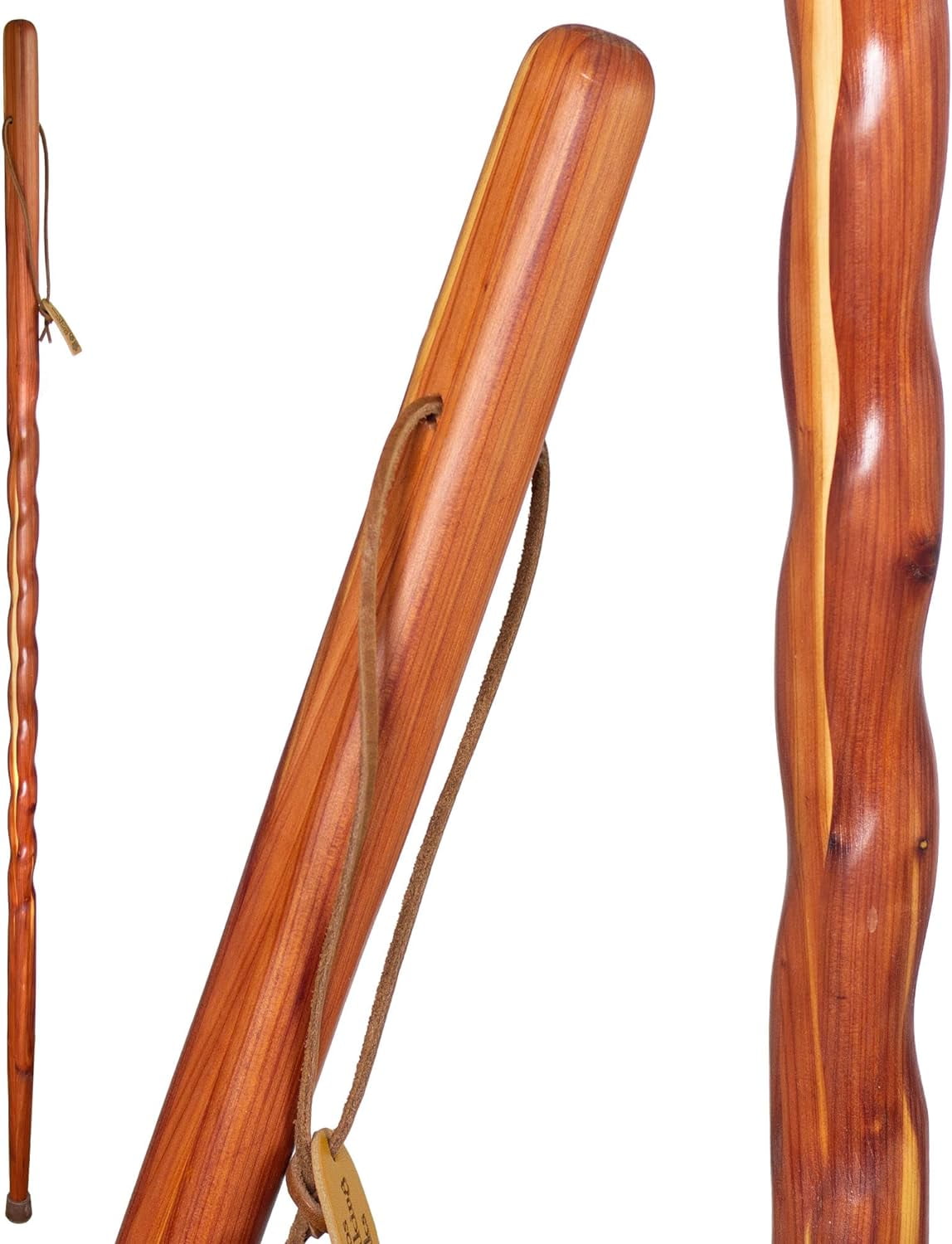 Brazos Handcrafted Wood Walking Stick, Twisted Cedar, Backpacker Style ...