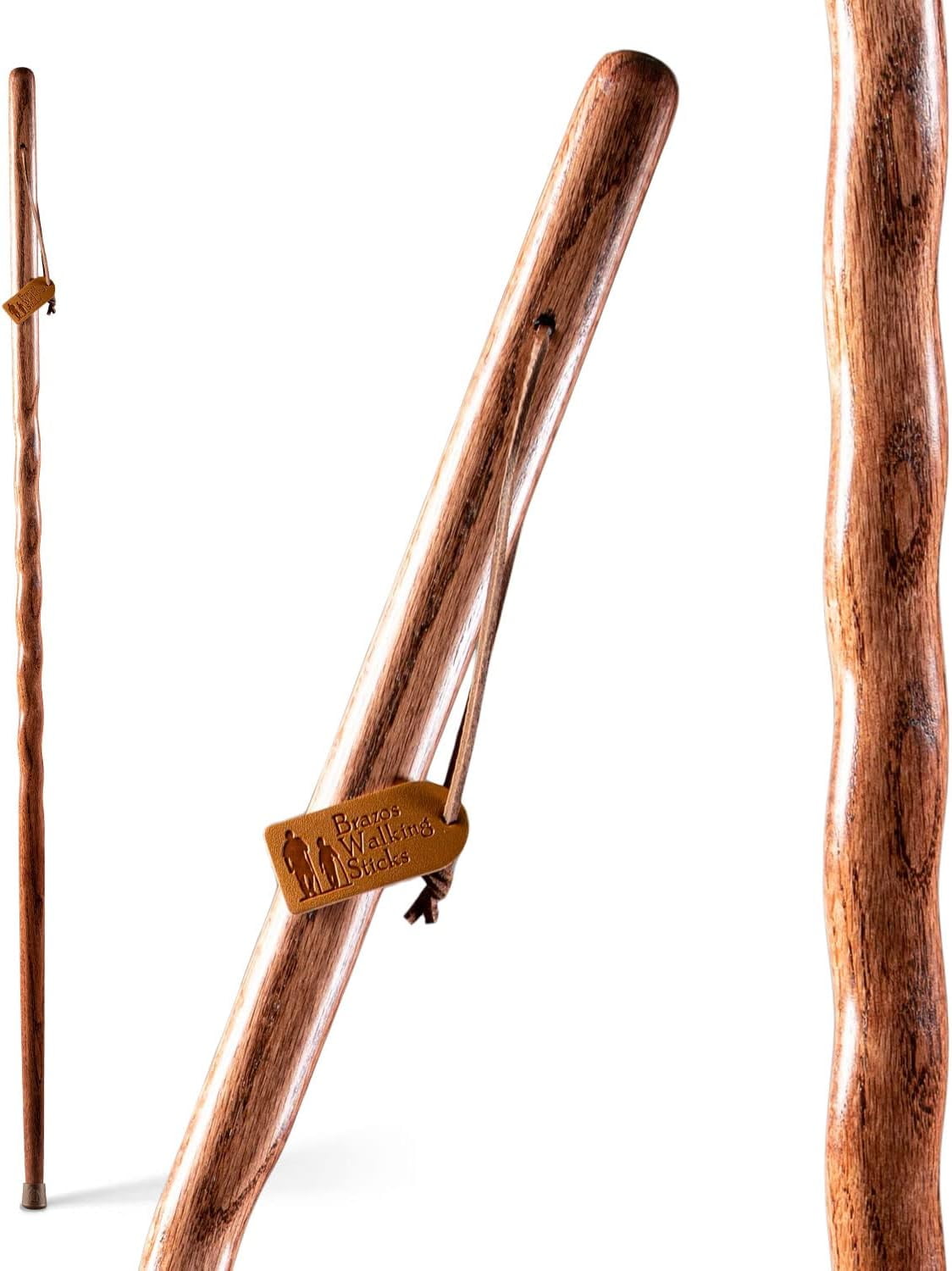 Brazos Handcrafted Wooden Hiking Stick, Twisted Oak, Backpacker Style ...