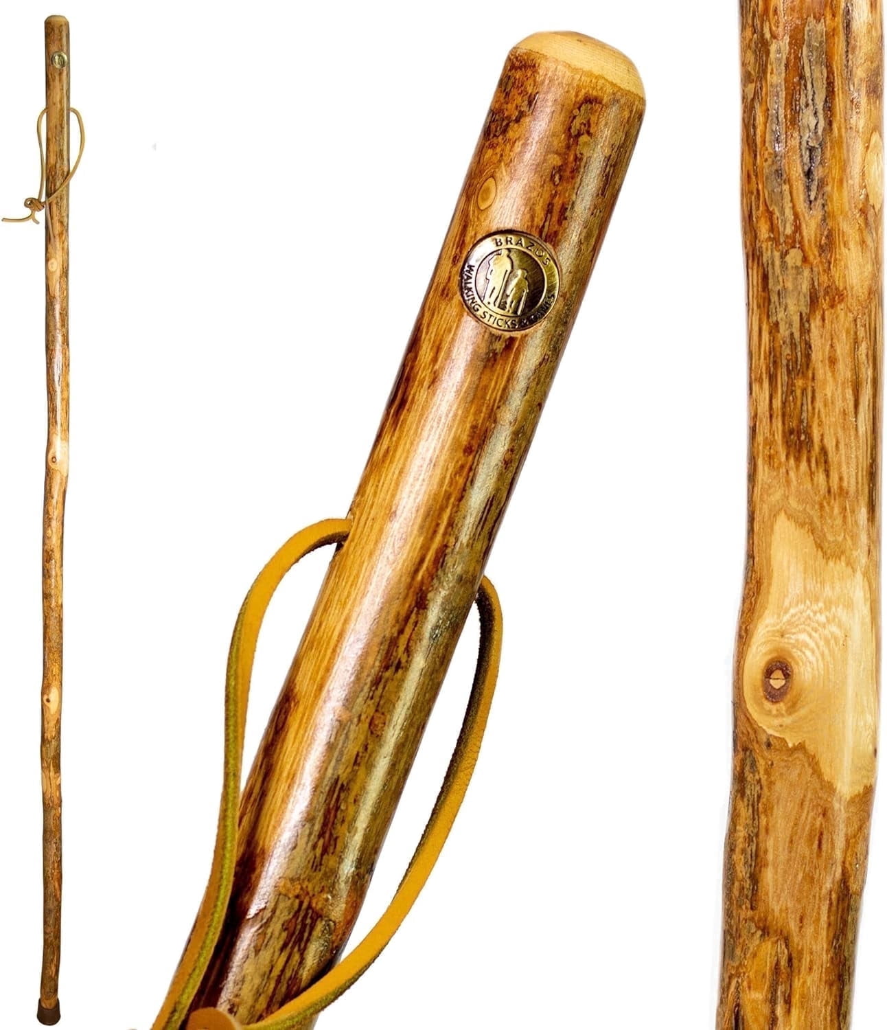 Brazos Rustic Wood Walking Stick, 55 in, Hardwood Support - Walmart.com