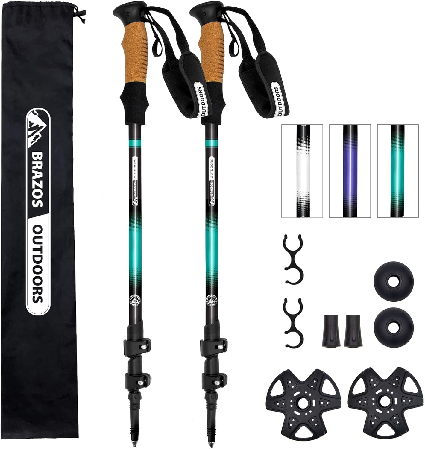 Brazos Trekking Poles for Hiking | Collapsible Walking Stick | 24" to ...