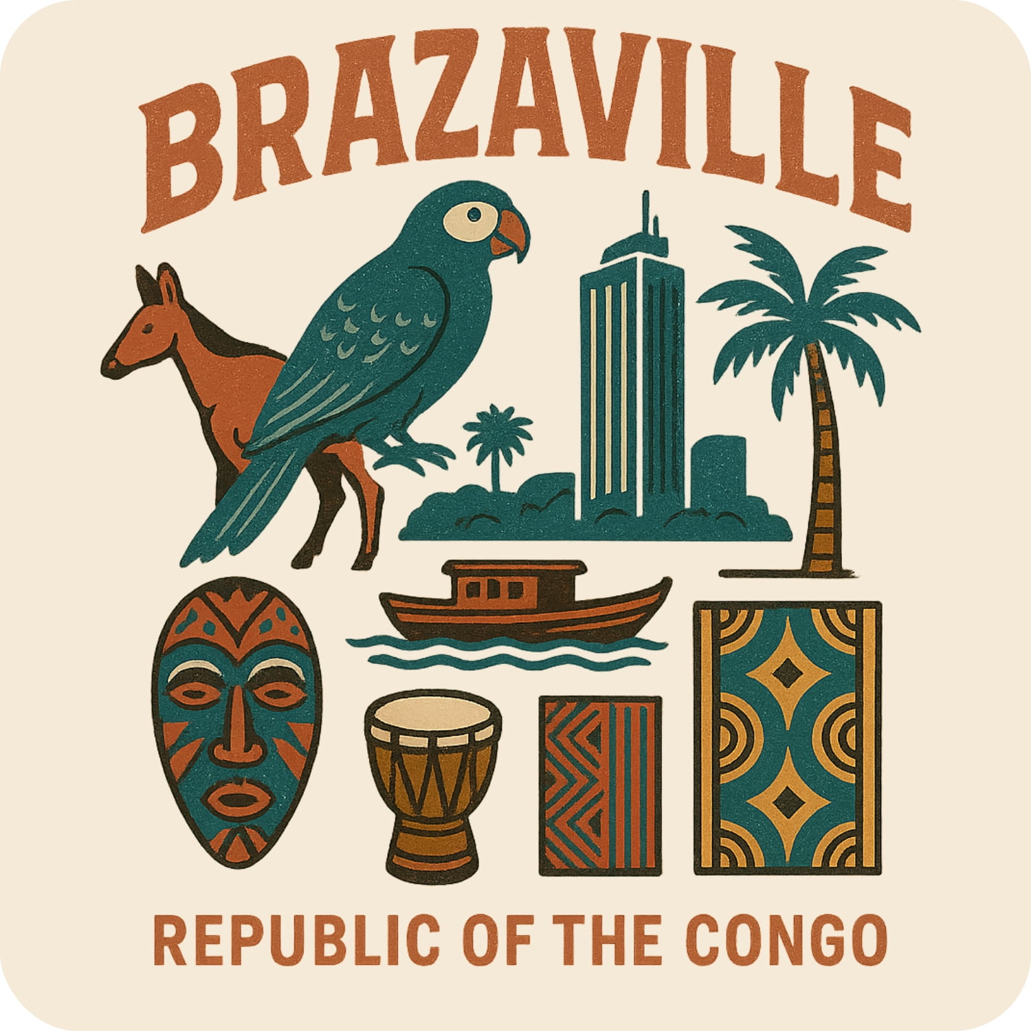 Brazzaville Republic of The Congo Keepsakes Souvenir Vinyl Sticker ...