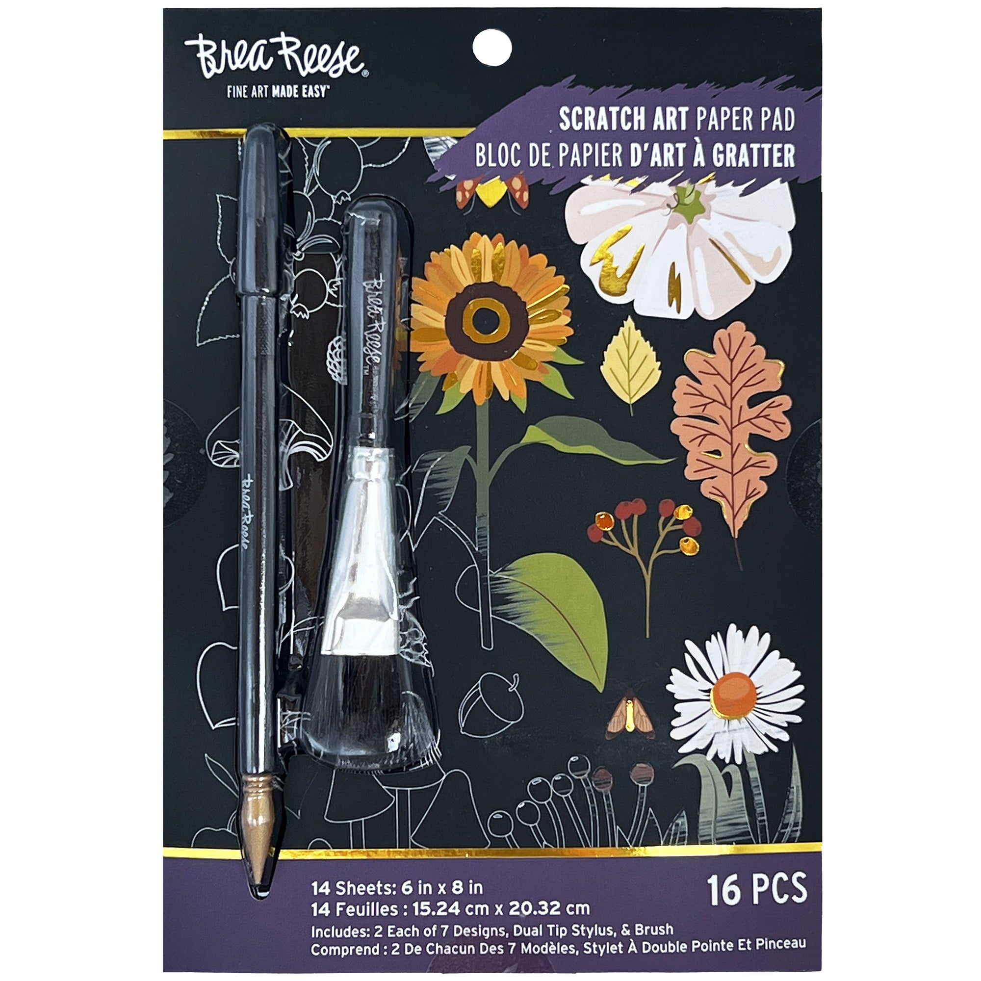 Brea Reese: Scratch Art Paper Pad - Fall Foraging - 14 Sheets, 7 Guided ...