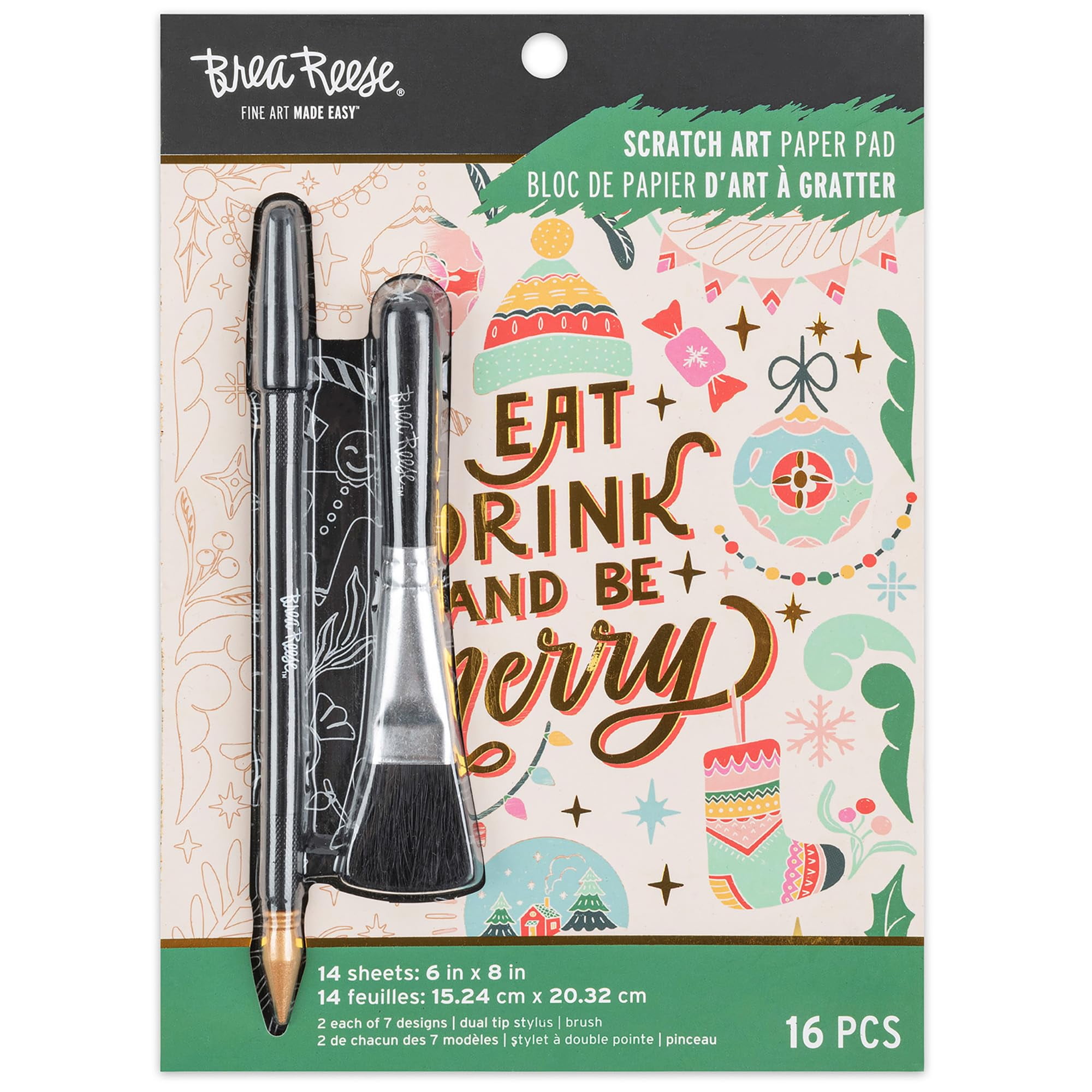 Brea Reese: Scratch Art Paper Pad - Retro Holiday Greetings - 14 6x8 ...