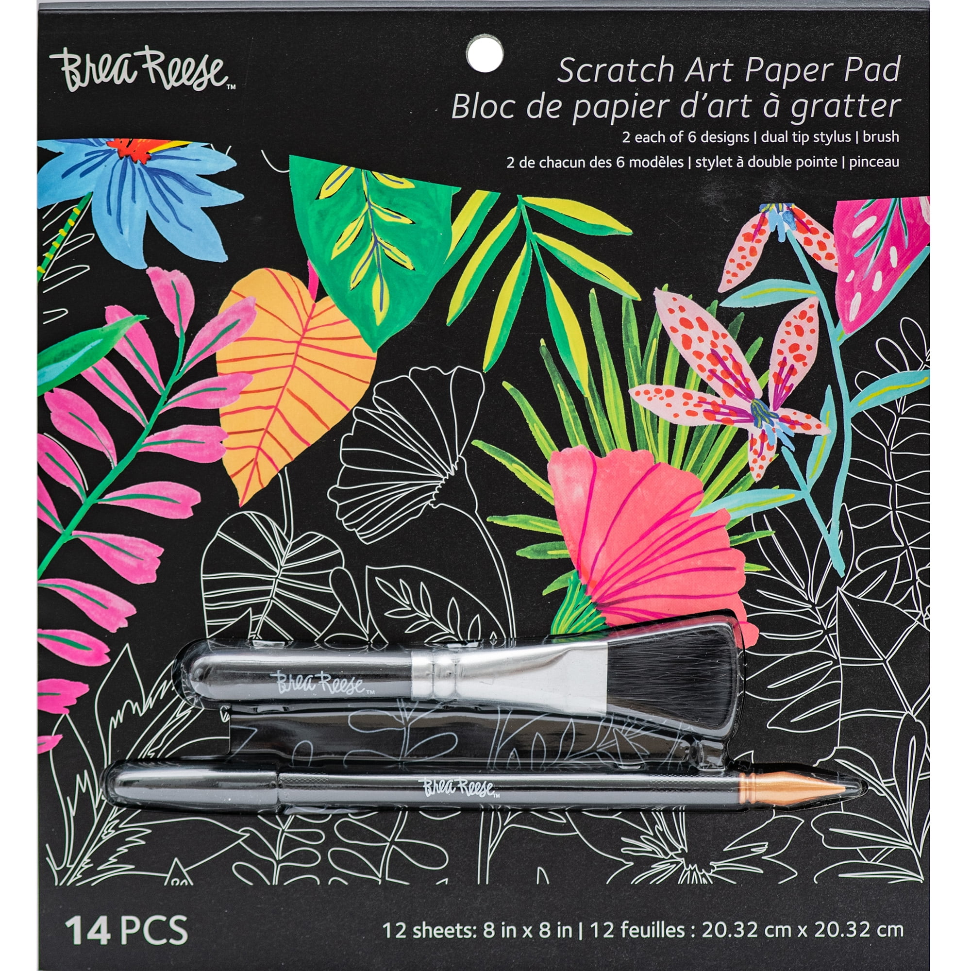 Brea Reese® Scratch Art Paper Pad - Tropical, 12 Designs, Metallic ...