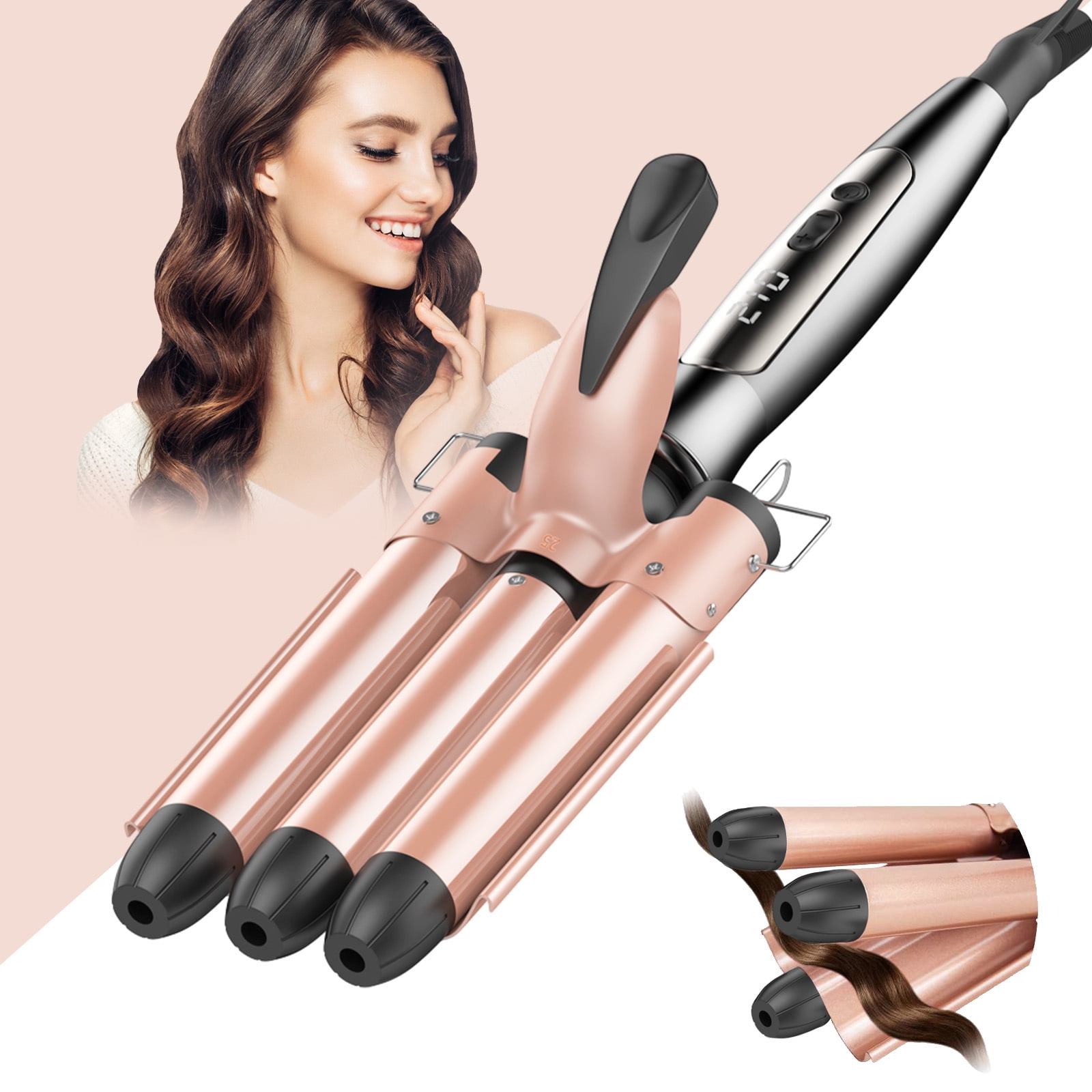 Free Shipping! BreaDeep 3 Barrel Hair Curling Iron Wand,Ceramic Tourmaline Triple Barrels, Dual ...