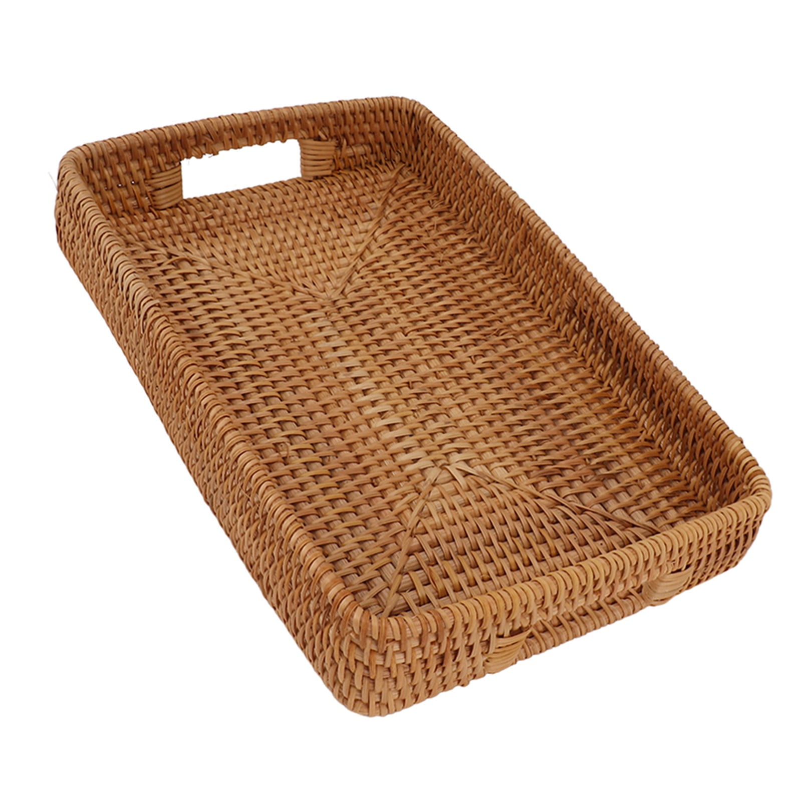 BreaDeep Serving Basket Tray with Handles Rattan Rectangle Large ...