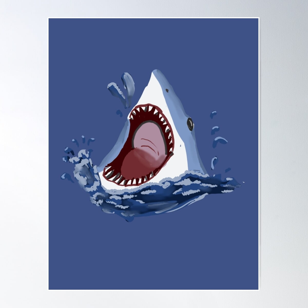 Breaching Great White Shark Poster Wall Art, Modern Wall Decor For ...