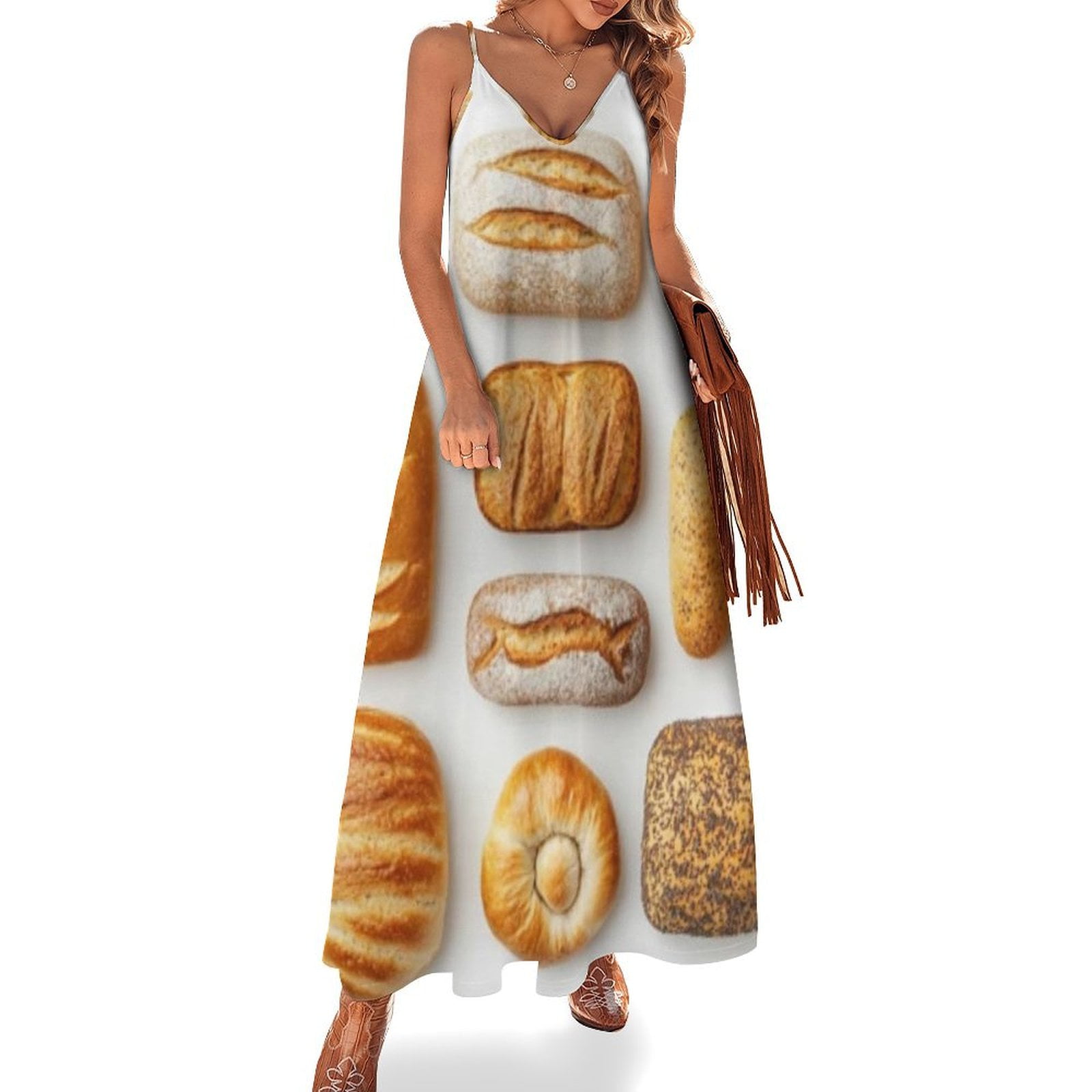 Bread (2) Dress Party Ladies Skinny Suspender Ankle Long Dress ...