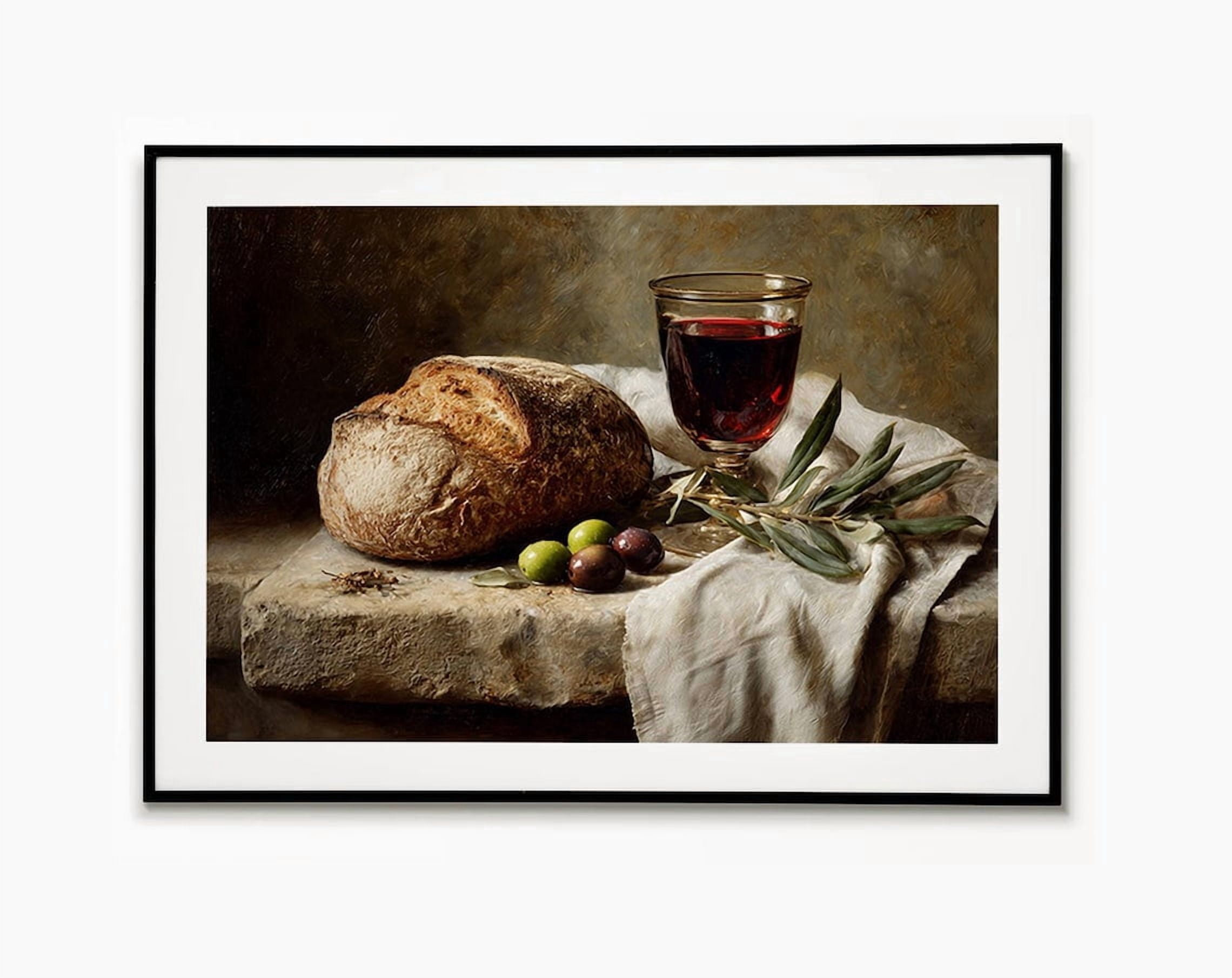 Bread And Wine Still Life Christian Art, Unframed Paper Poster 11x14in ...