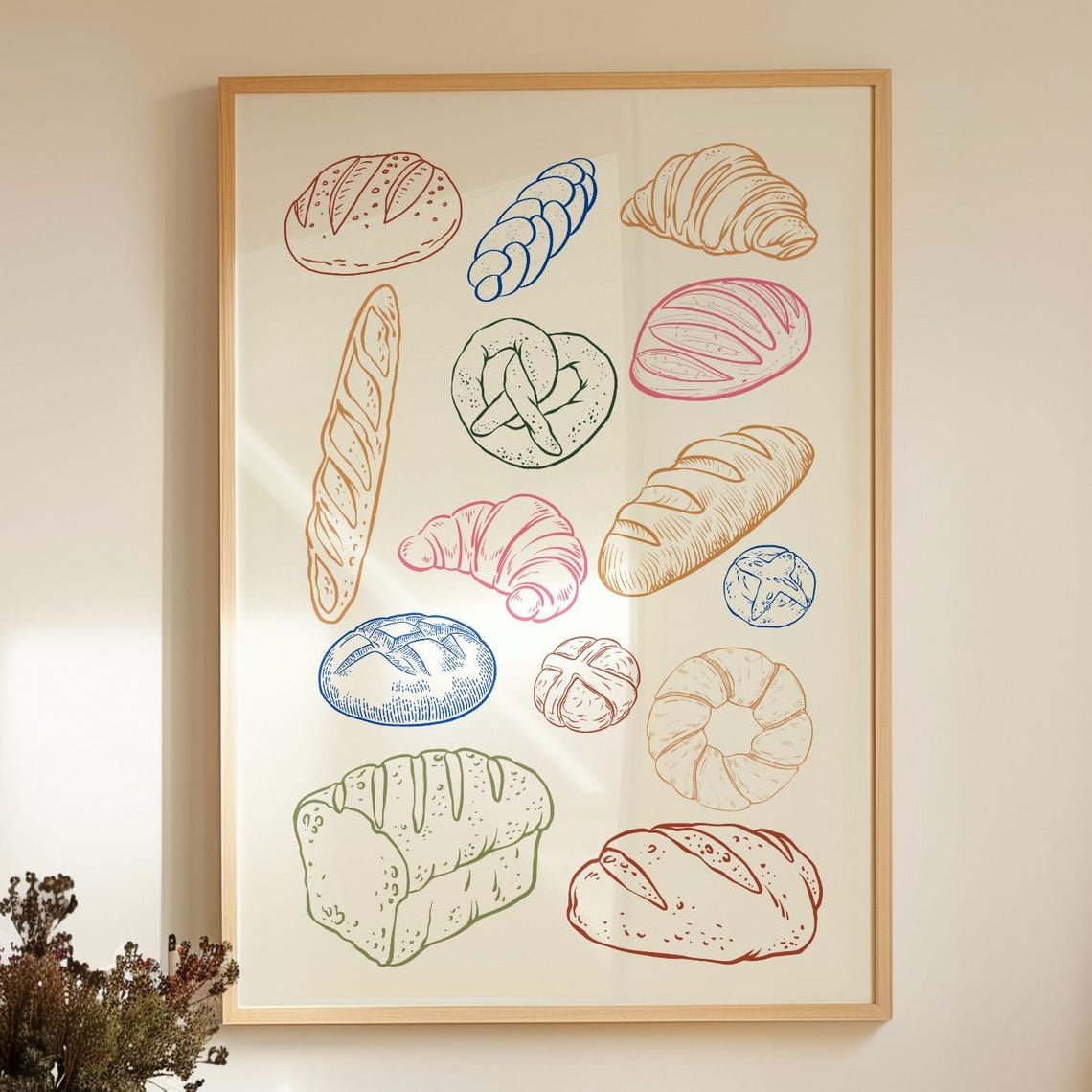 Bread Art Print, Kitchen Wall Art, Bakery Bread Poster, Retro Dinner ...