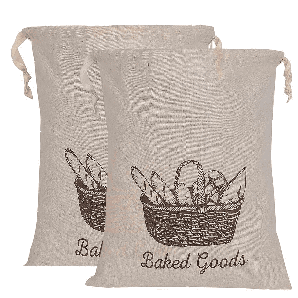 Bread Bags For Homemade Bread 2 Pack-Linen Bread Bag Reusable Natural ...