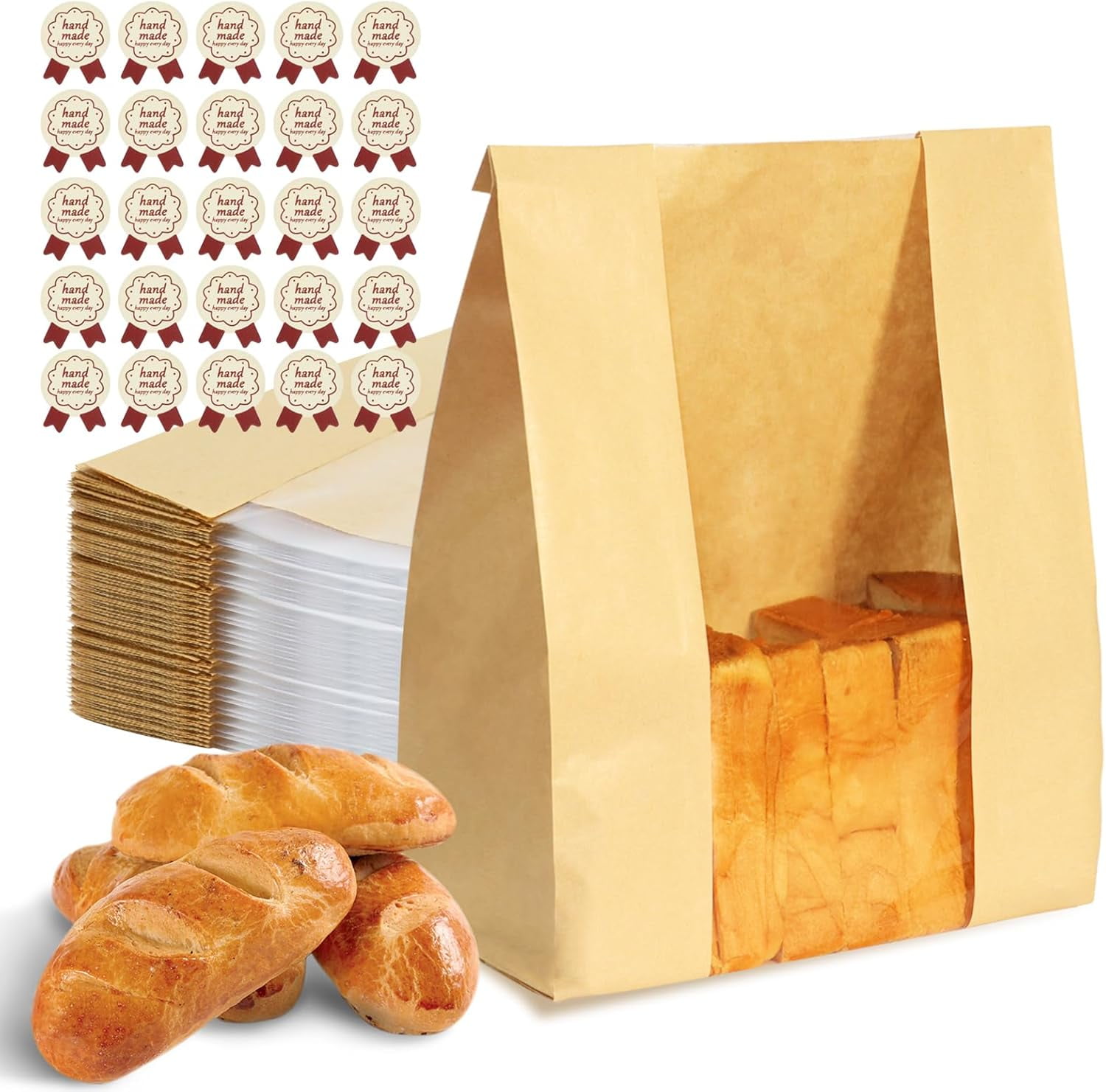 Bread Bags for Homemade Bread 50PCS Paper Sourdough Large Bakery Bags ...