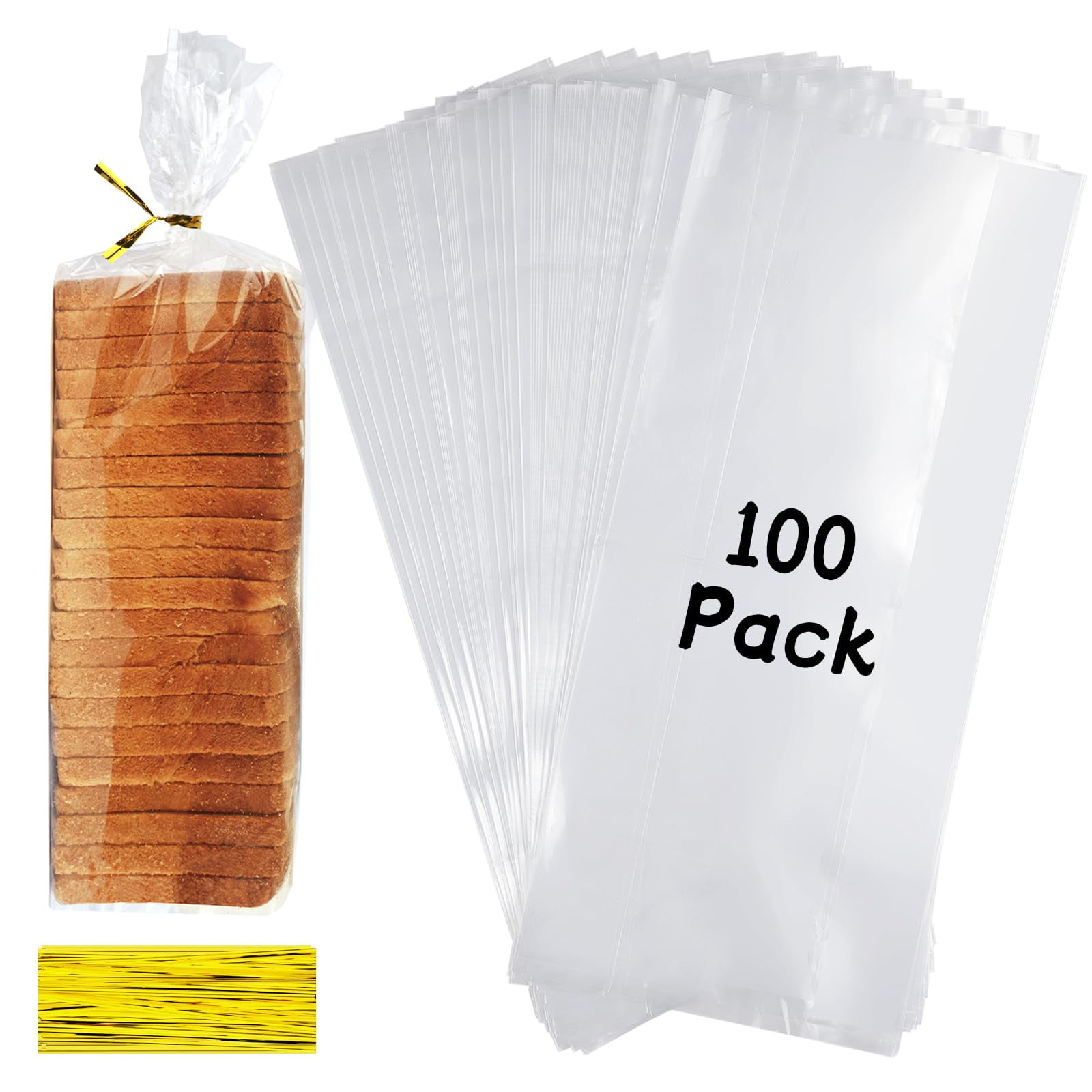 Bread Bags with Ties, AIF9 100 Clear Bread Bags for Homemade Bread and ...
