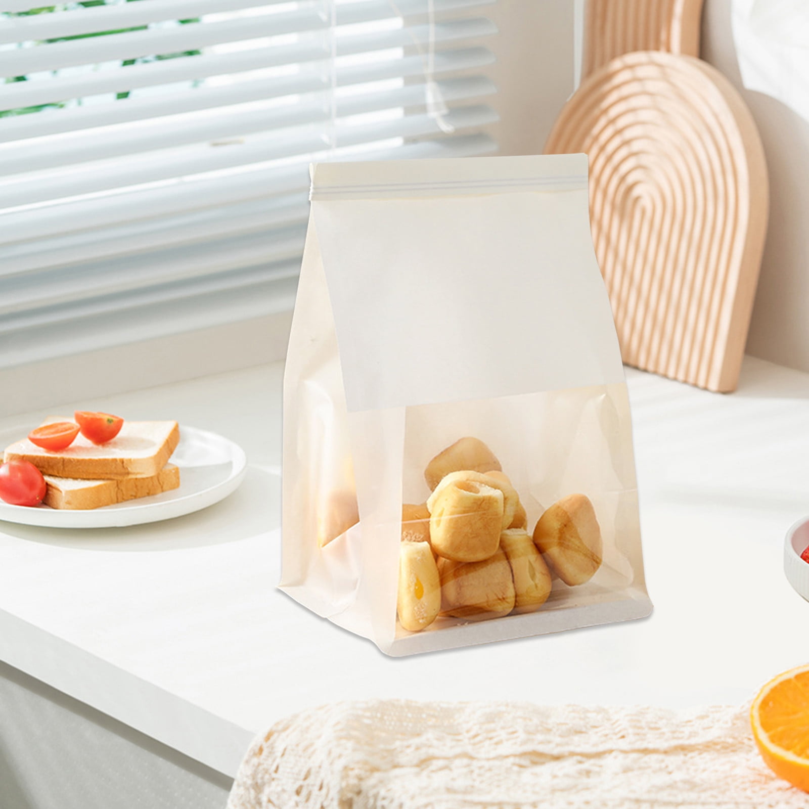 Bread Bakery Bags with Window, Portable Packaging Rolled Sliced Bread ...