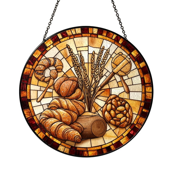 Bread Bakery Stained Glass Suncatcher Window Hanging Decor, Artisan ...