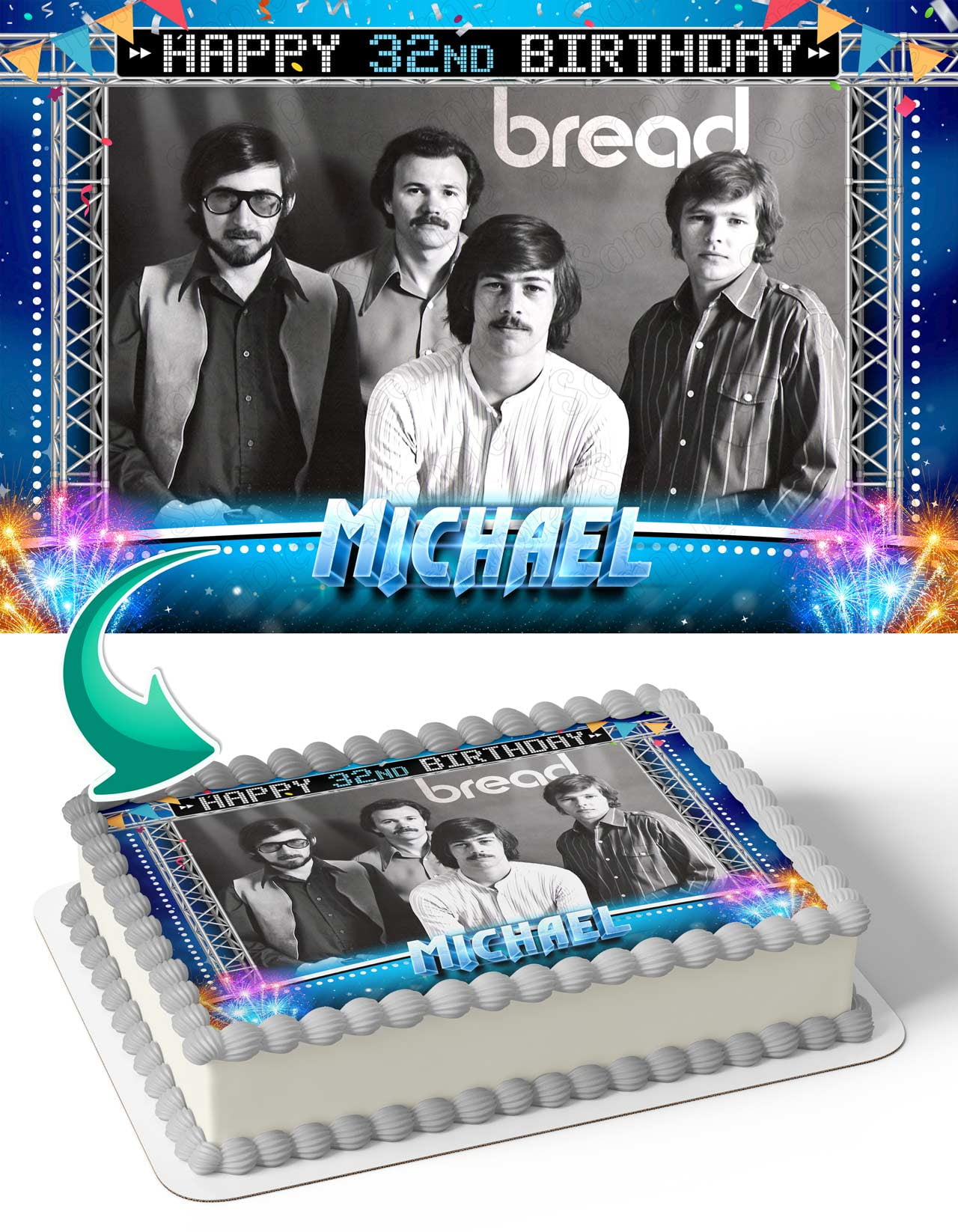 Bread Band Edible Cake Image Topper Birthday Cake Picture Photo Icing ...