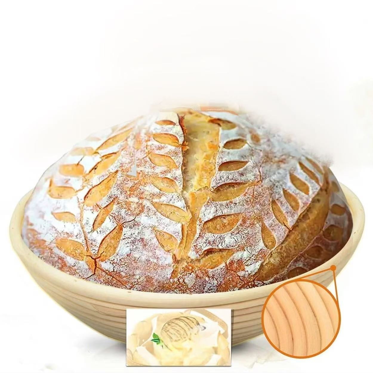 Silicone Banneton Bread Proofing Basket Set, 1 Foldable Sourdough ...