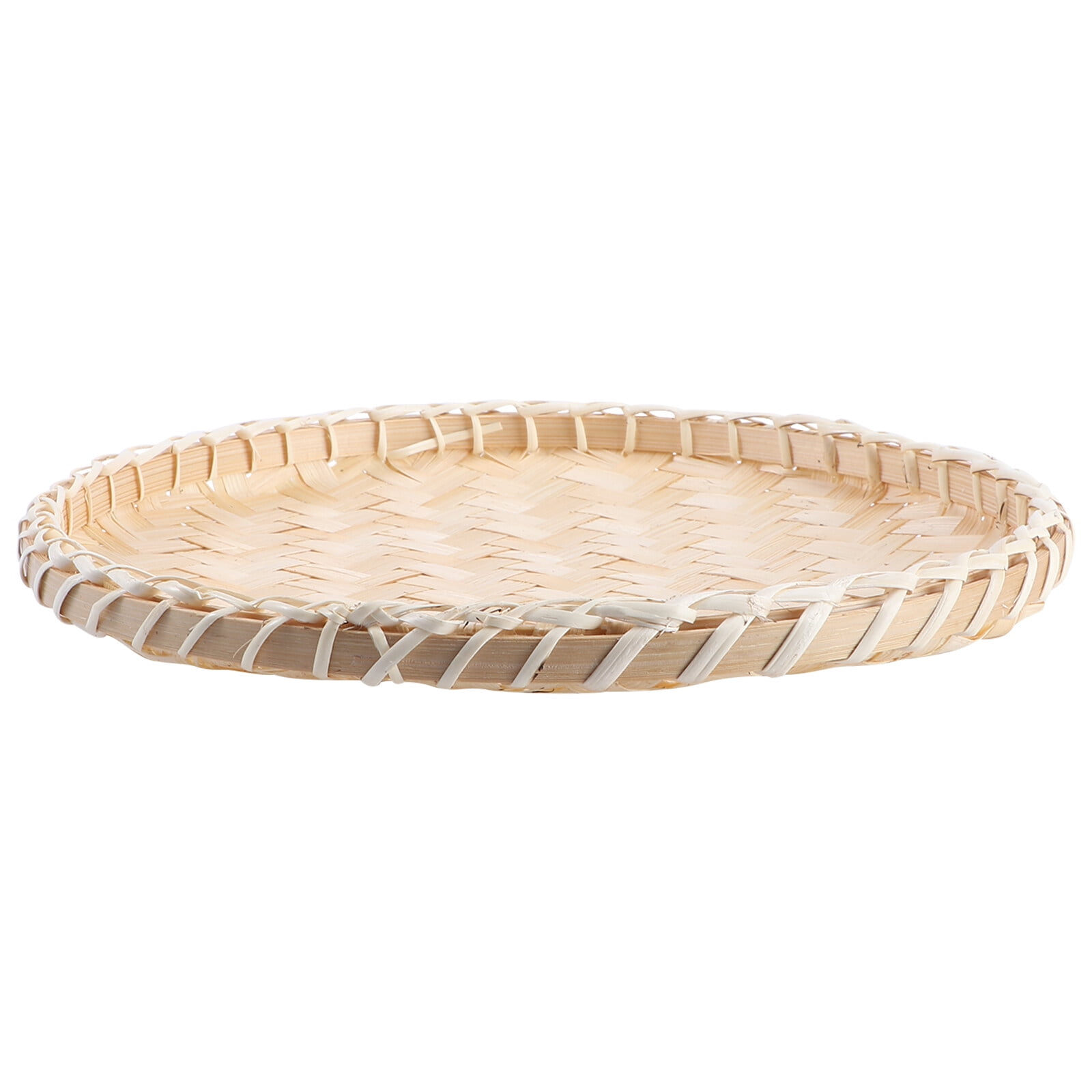Bread Basket Woven Countertop Medium Flat Straw Platters Khaki ...