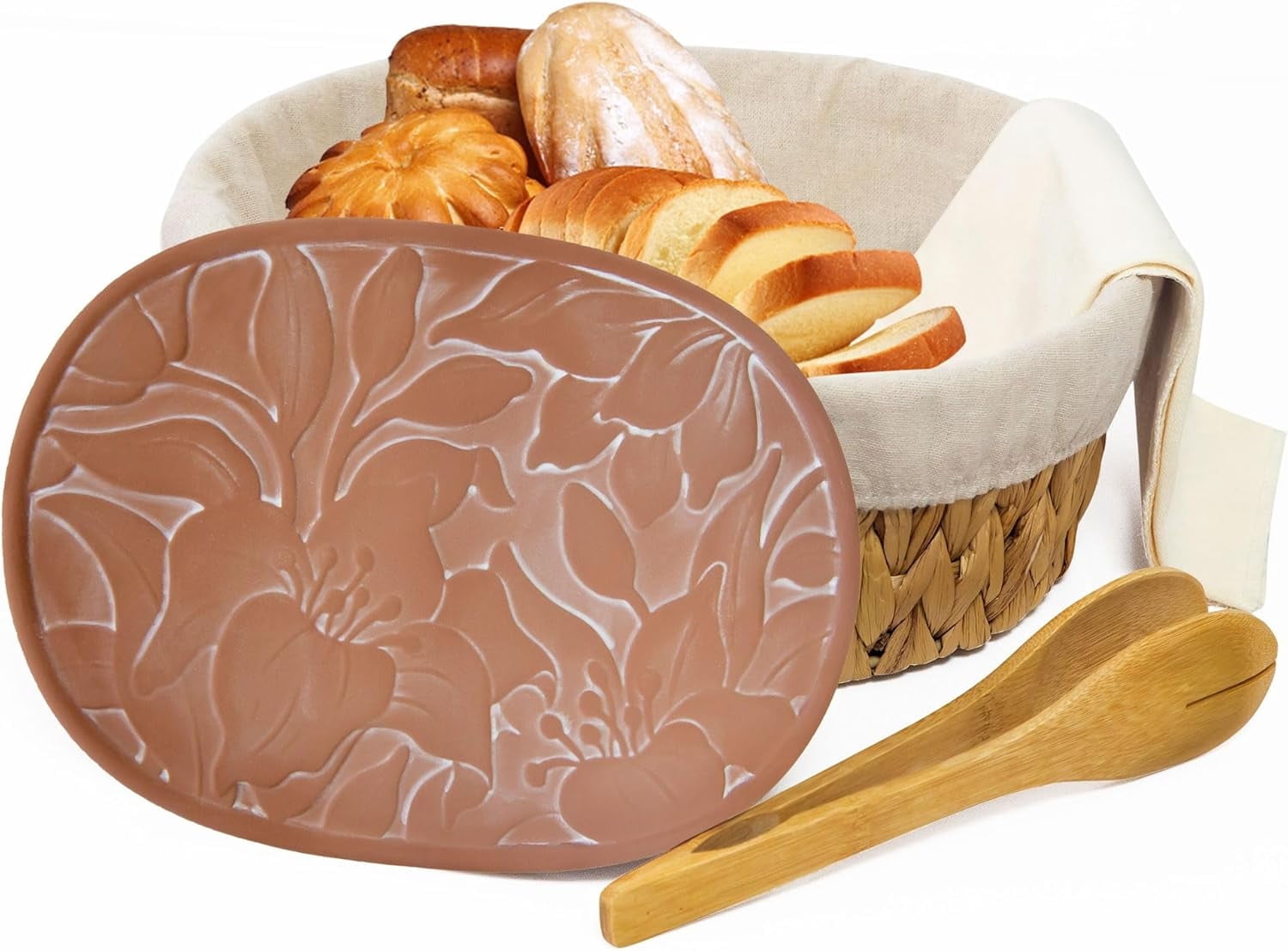 Bread Basket with Warming Stone - Large Bread Baskets for Serving/House ...