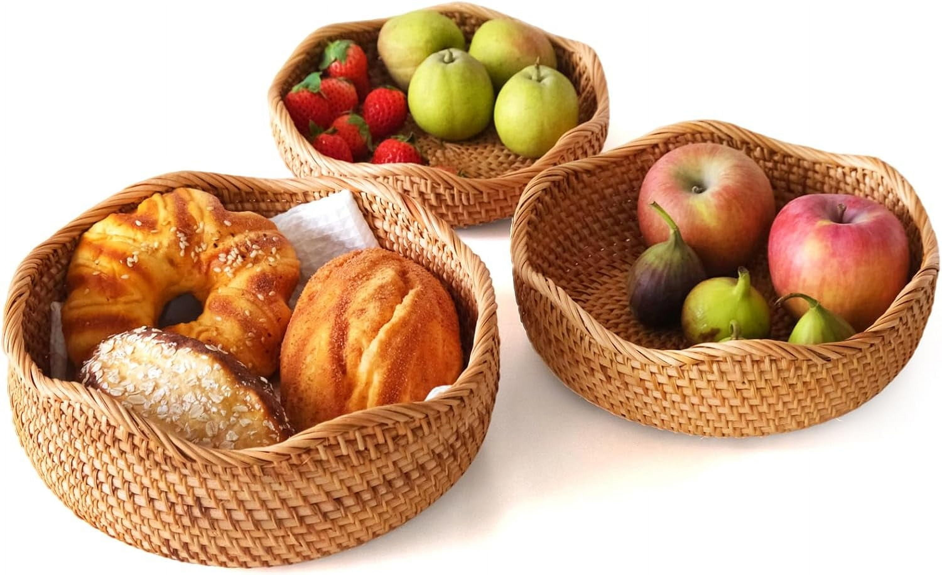 Bread Baskets for Serving, Rattan Bread Baskets for Kitchen Counter ...